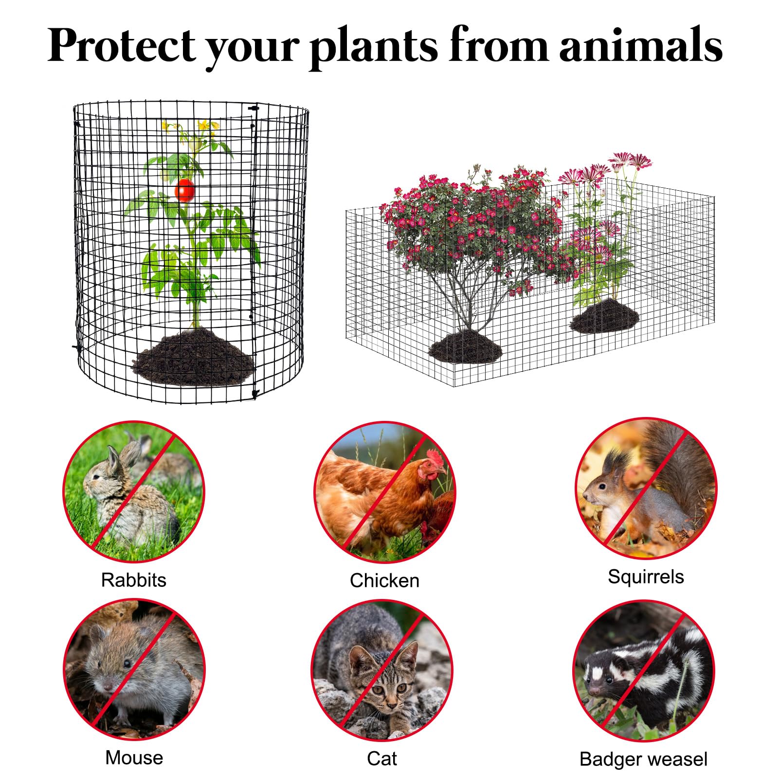 Snapklik.com : 15 Pack Round Plant Protector From Animals, 12 X 12 ...
