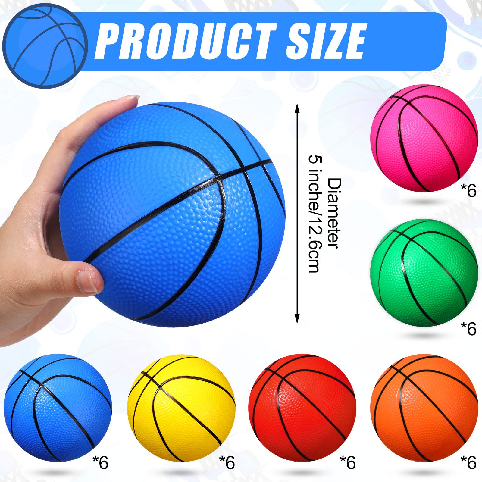 Leitee 36 Pack 5 Inch Mini Basketballs with Pump PVC Durable Mini ...