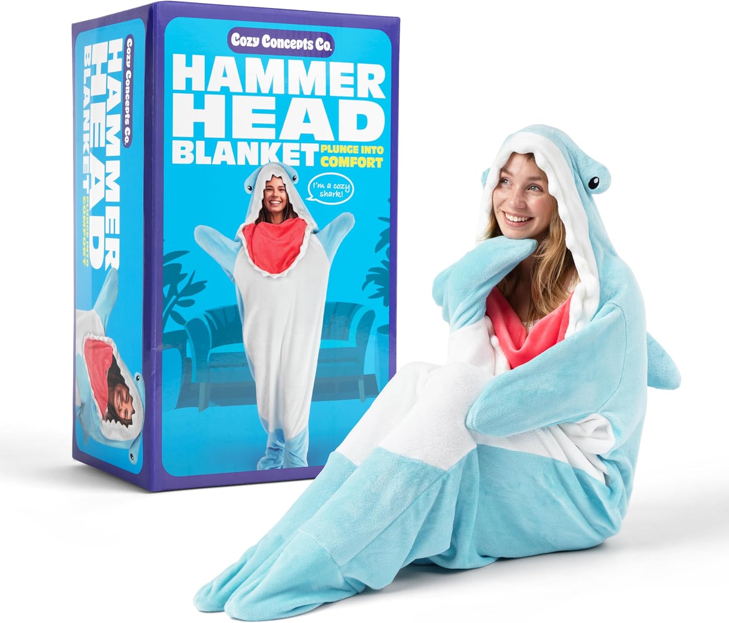 Amazon.com: Cozy Concepts Co. Hammerhead Shark Blanket by Relatable ...