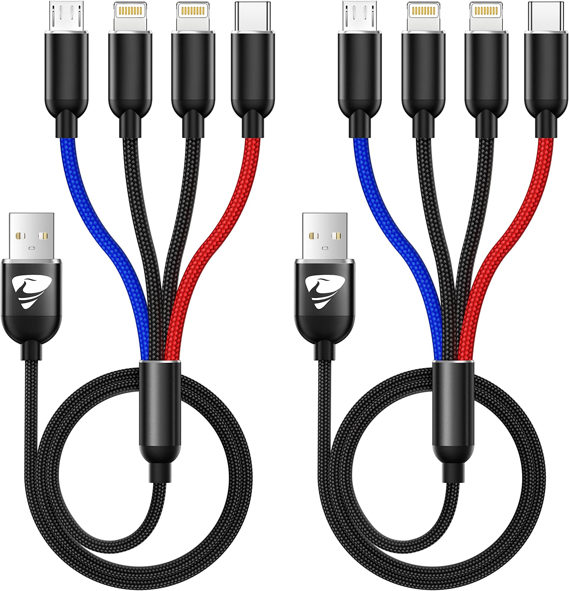 Multi Charging Cable, [1.2M 2Pack] Multi Charger Cable Nylon Braided 3 ...