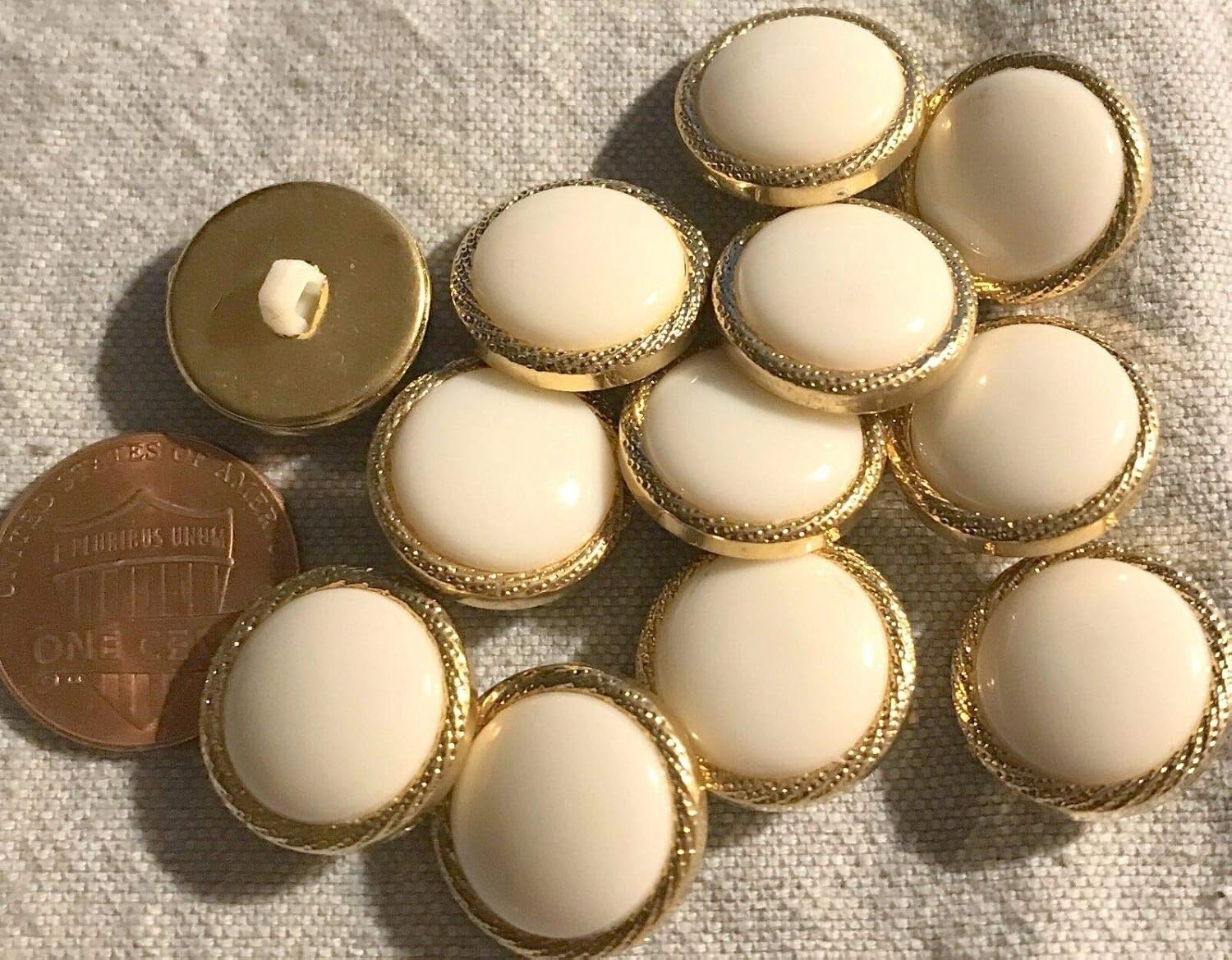 Amazon.com: 12 Gold Tone PLASTIC & White Domed Center Shank Buttons 5/8 ...