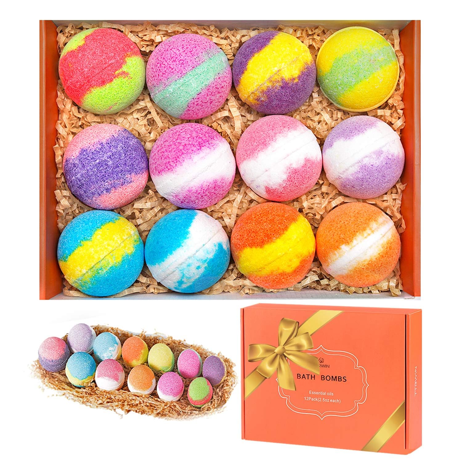 Amazon.com: TTRWIN Bath Bombs, 12 Pcs Handmade All Natural Organic Bath ...