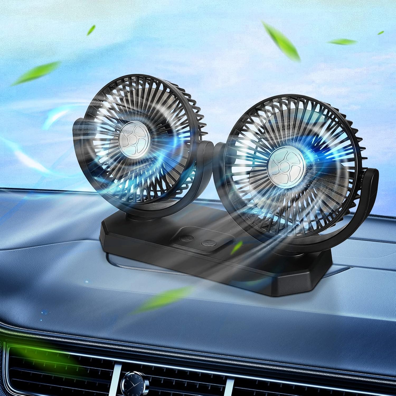 Amazon.com: ACETOP 5" USB Car Fans Dual Head 360° Rotating Electric ...