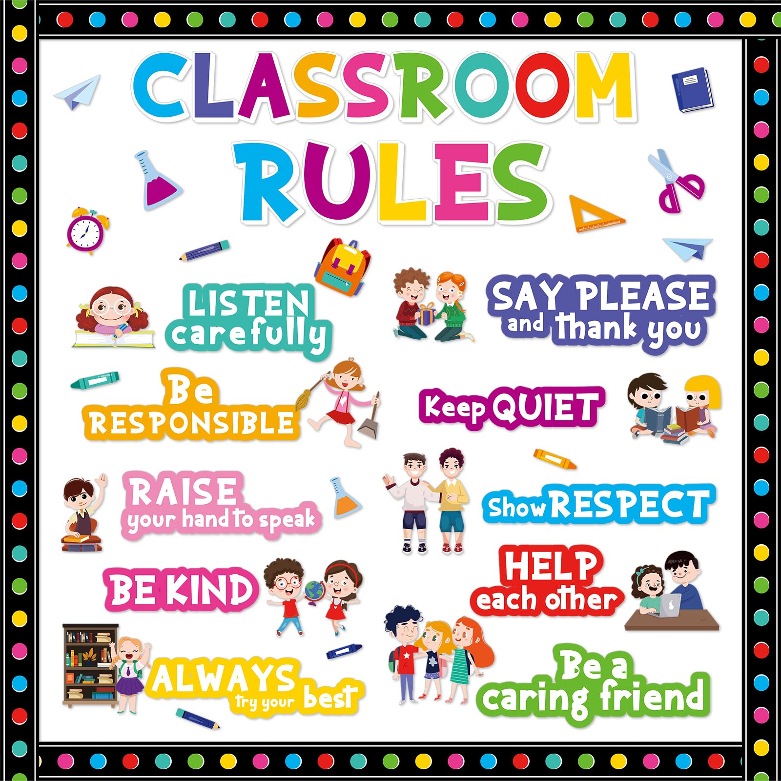 Amazon.com : 71Pcs Classroom Rules Bulletin Board Set for Classroom ...