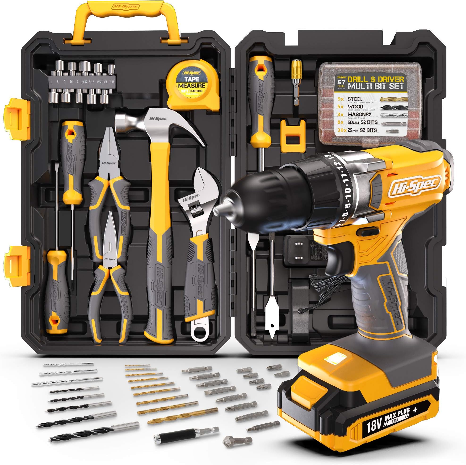 Amazon.com: Cordless Drill Tool Kit Set: 20V Power Drill Tool Box with ...