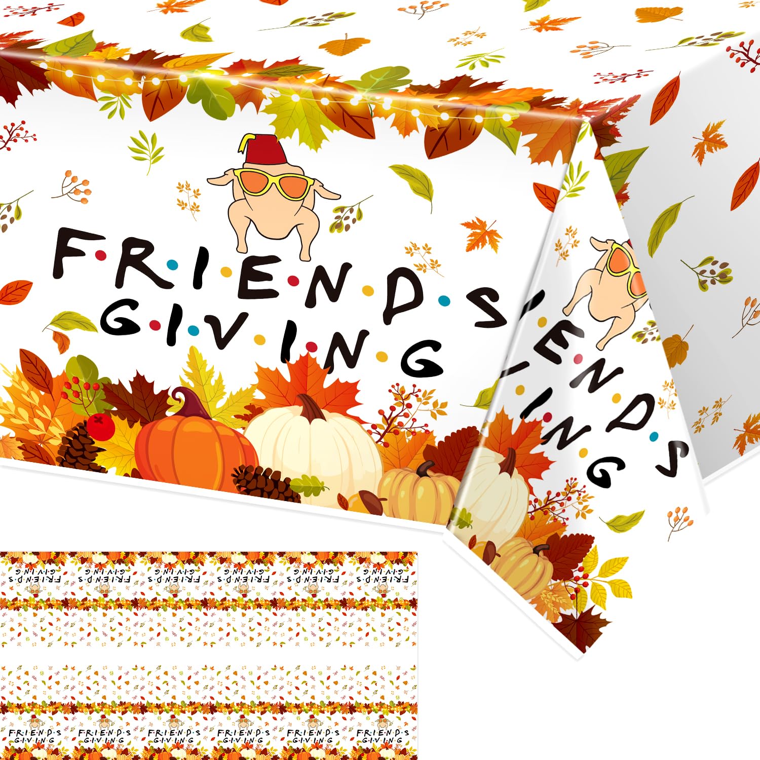 Amazon.com: tineit 3 Pieces Friendsgiving Tablecloth, Friendsgiving ...