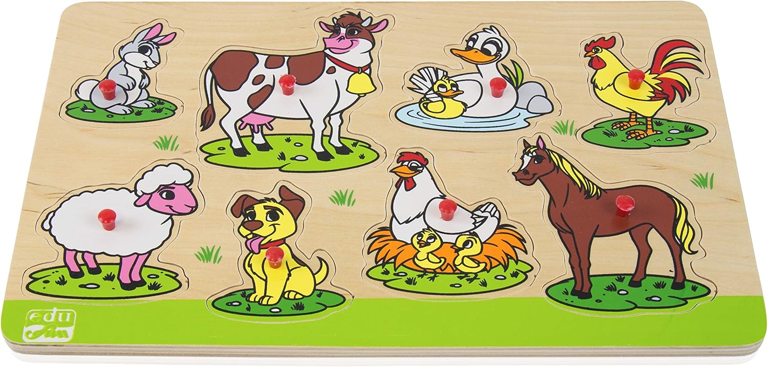Edu Fun Farm Animals Design Matching Plates Insert Boards, 32.5 cm x 20 ...