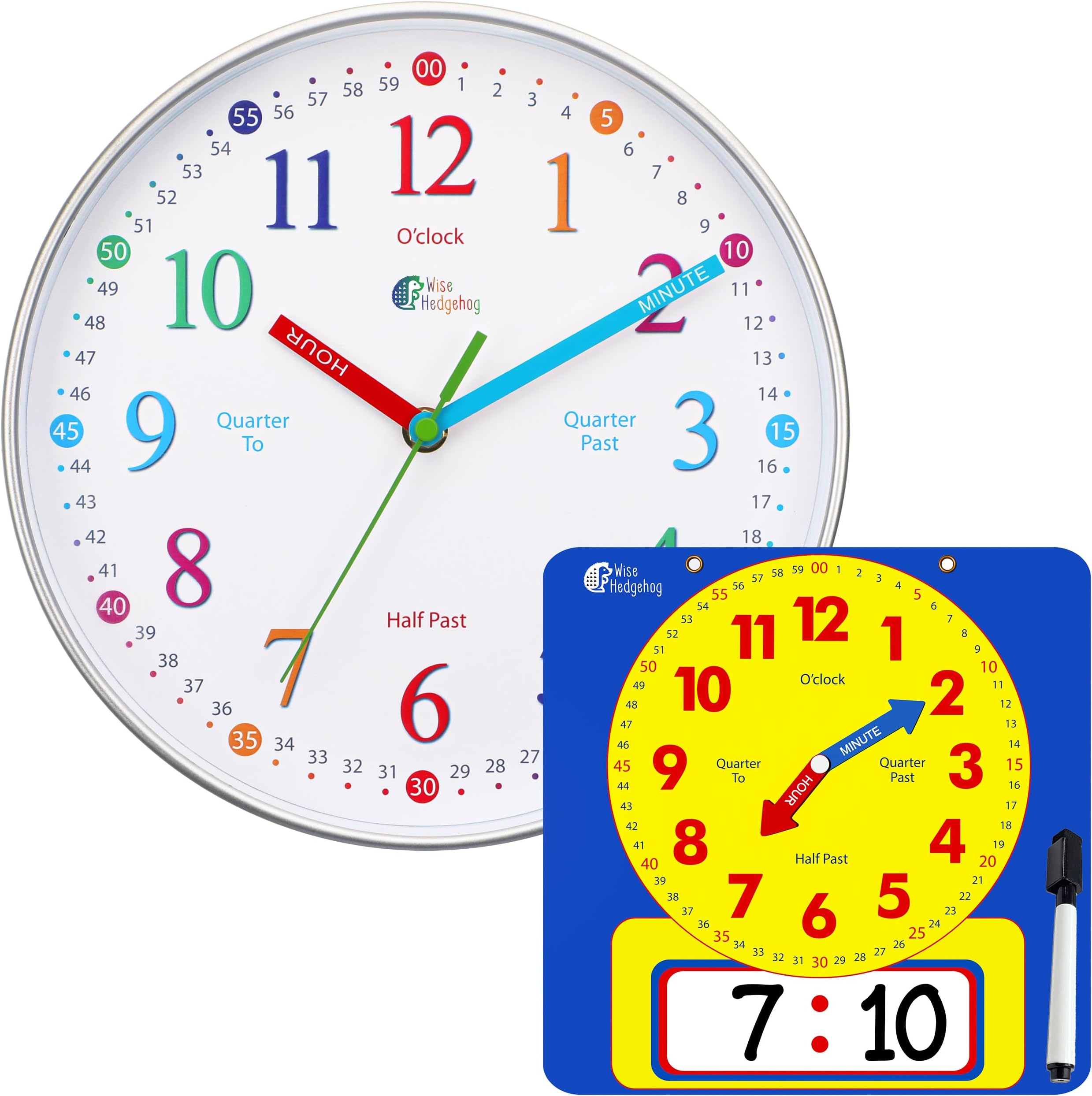 Amazon.com: WISE HEDGEHOG Learning Clock Bundle - Large Demonstration ...