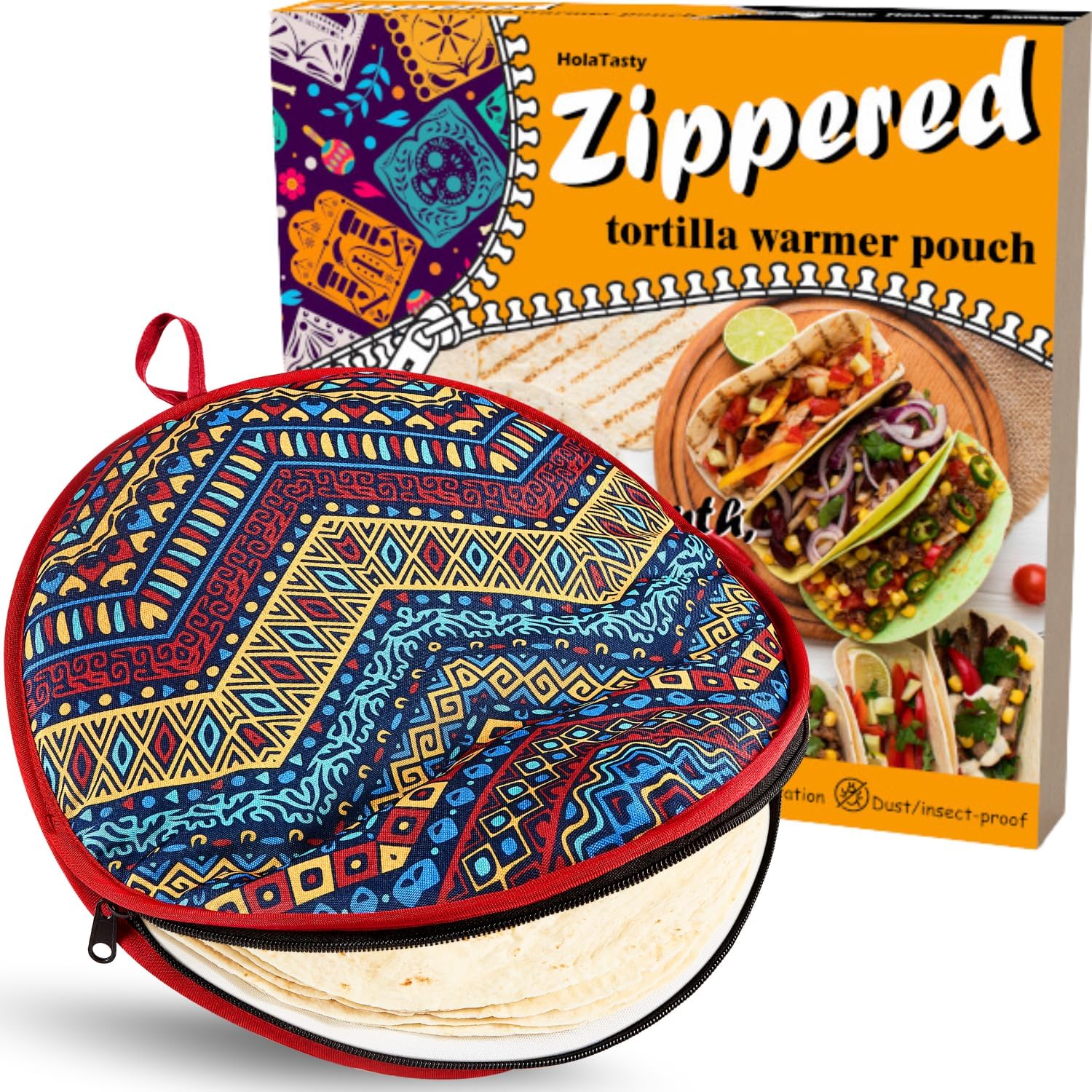 Amazon.com: Zippered Tortilla Warmer Pouch - Fit 10’’ Burrito Size ...