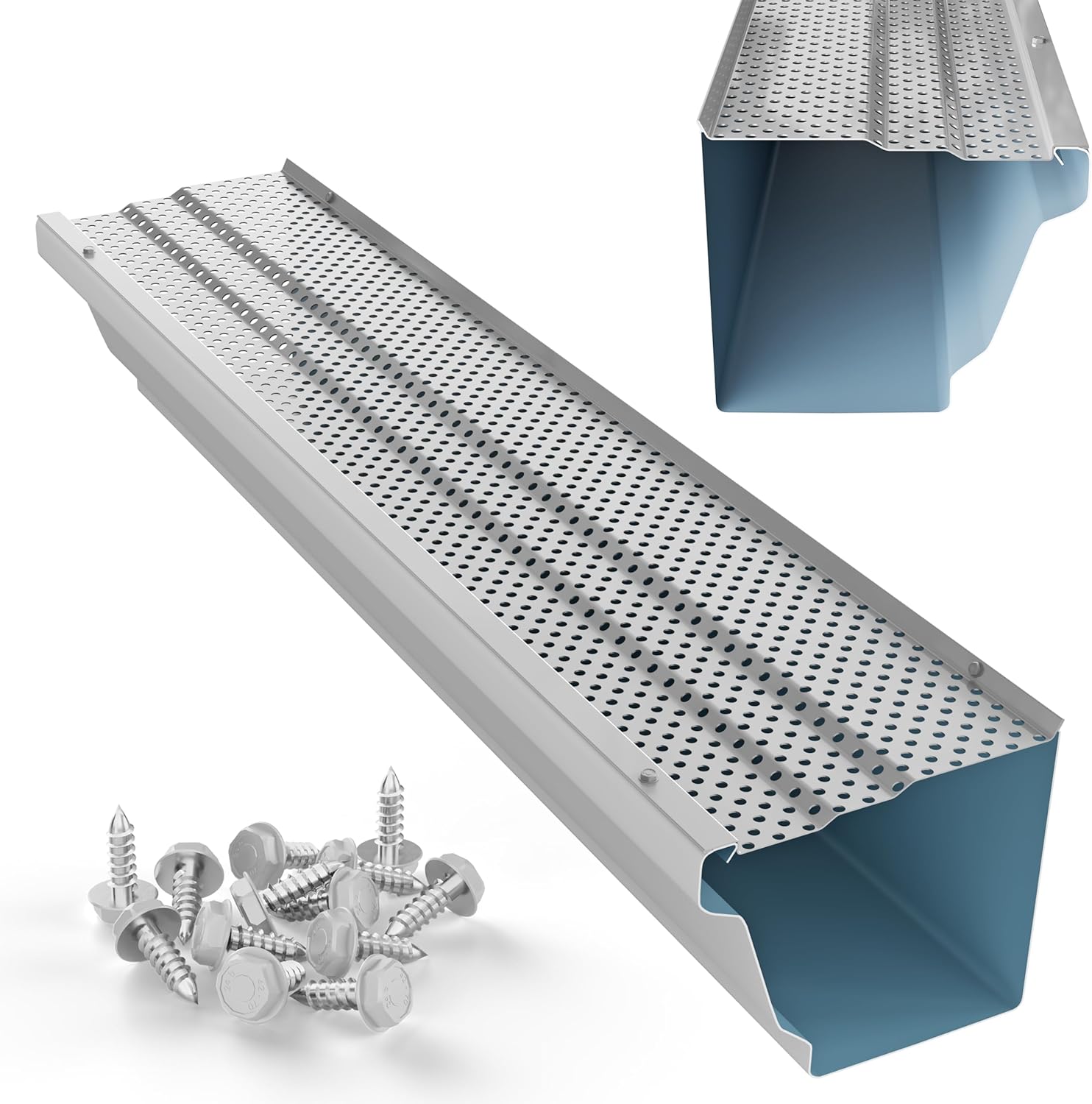 LEAF4GO 5" Gutter Guards Leaf Filter - Domestic Aluminum Gutter Guard ...