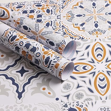 Timeet 44cmx5m Sticky Back Plastic Paper Bohemian Pattern Self Adhesive ...