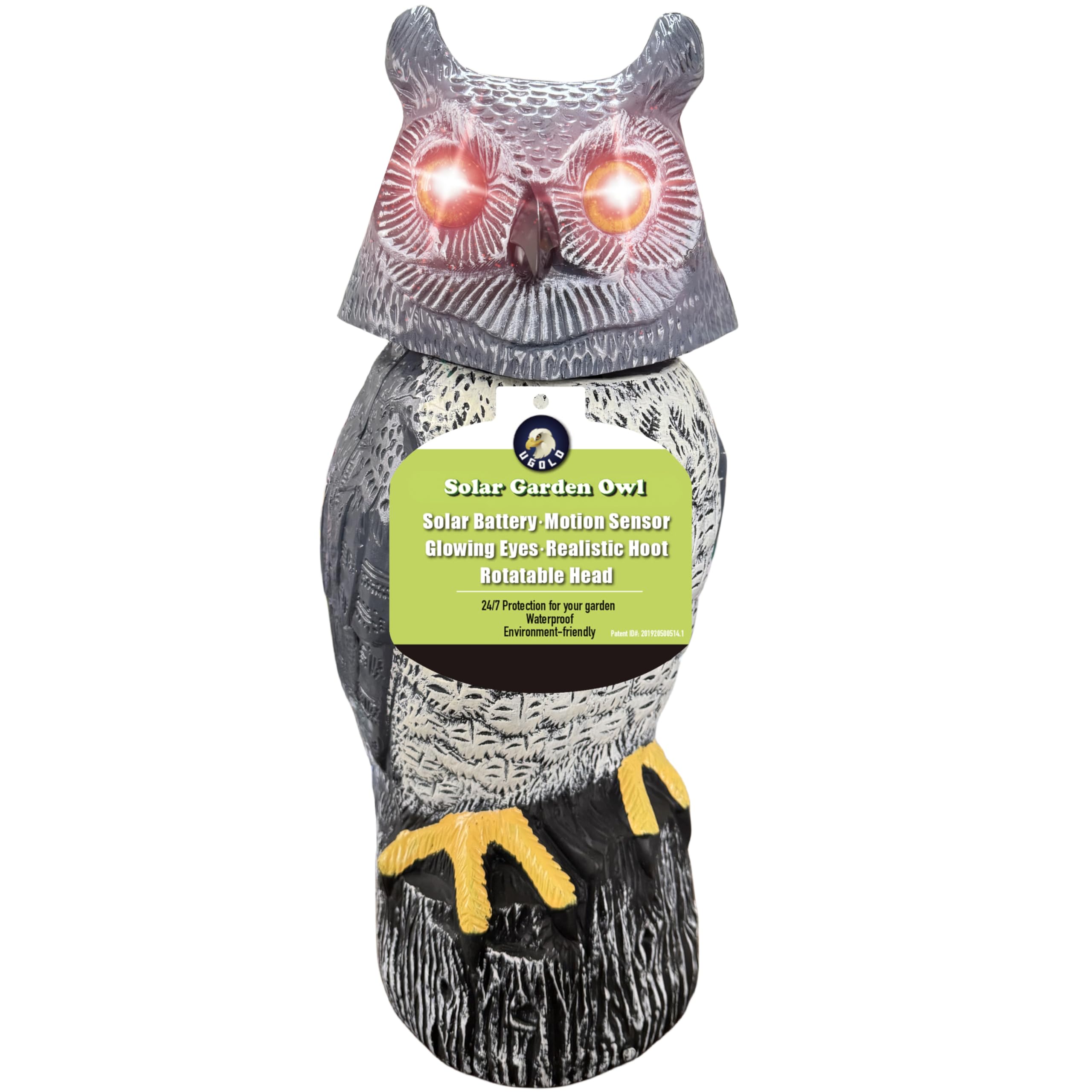 Amazon.com: Ugold Solar Powered Garden Owl with Detection, Gradient ...
