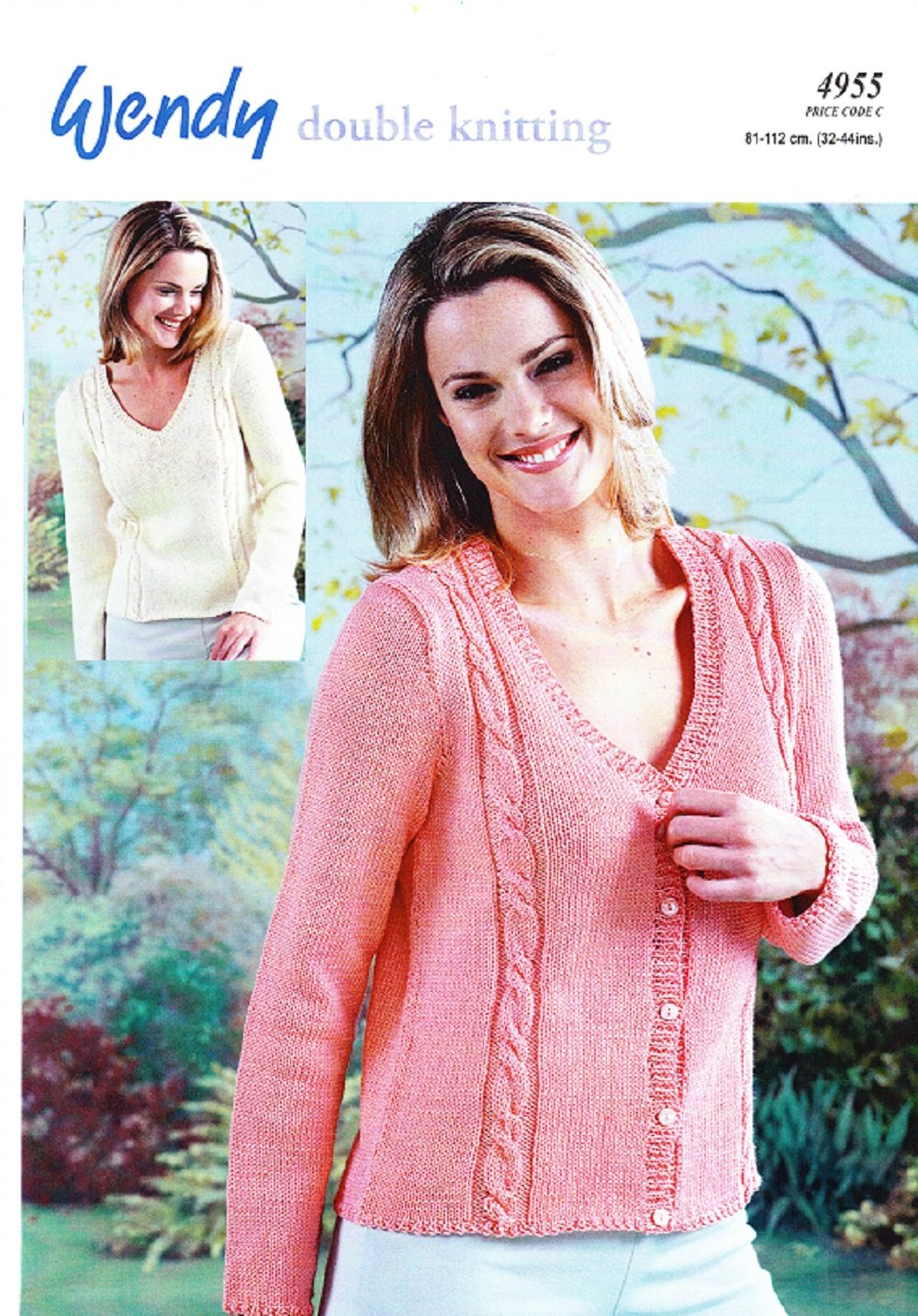 Wendy Knitting Pattern 4955, DK, Ladys V neck Sweater & Cardigan, Sizes ...