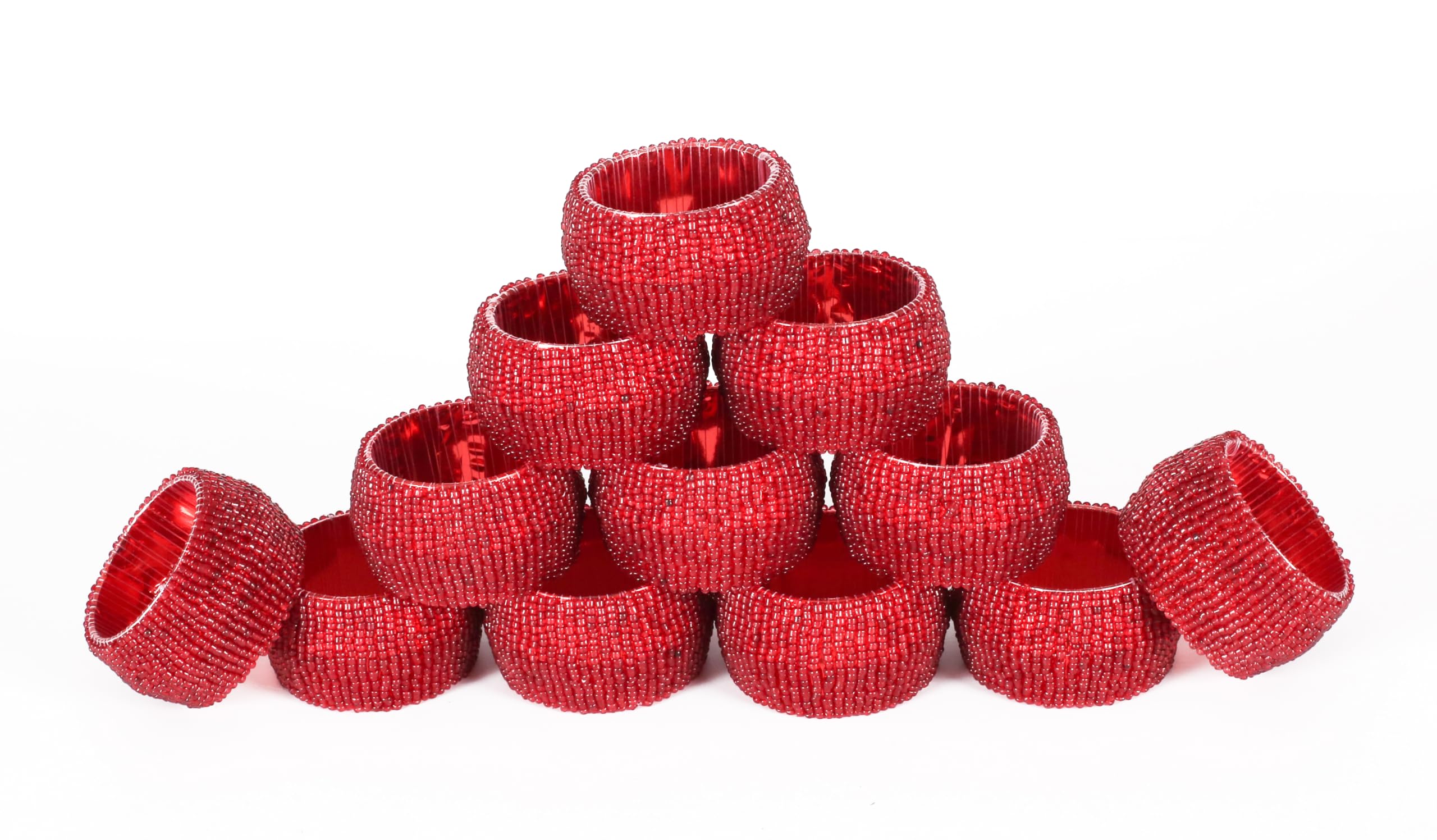 Amazon.com: RIANGI Napkin Rings Set of 12 Perfact Beaded Napkin Rings ...