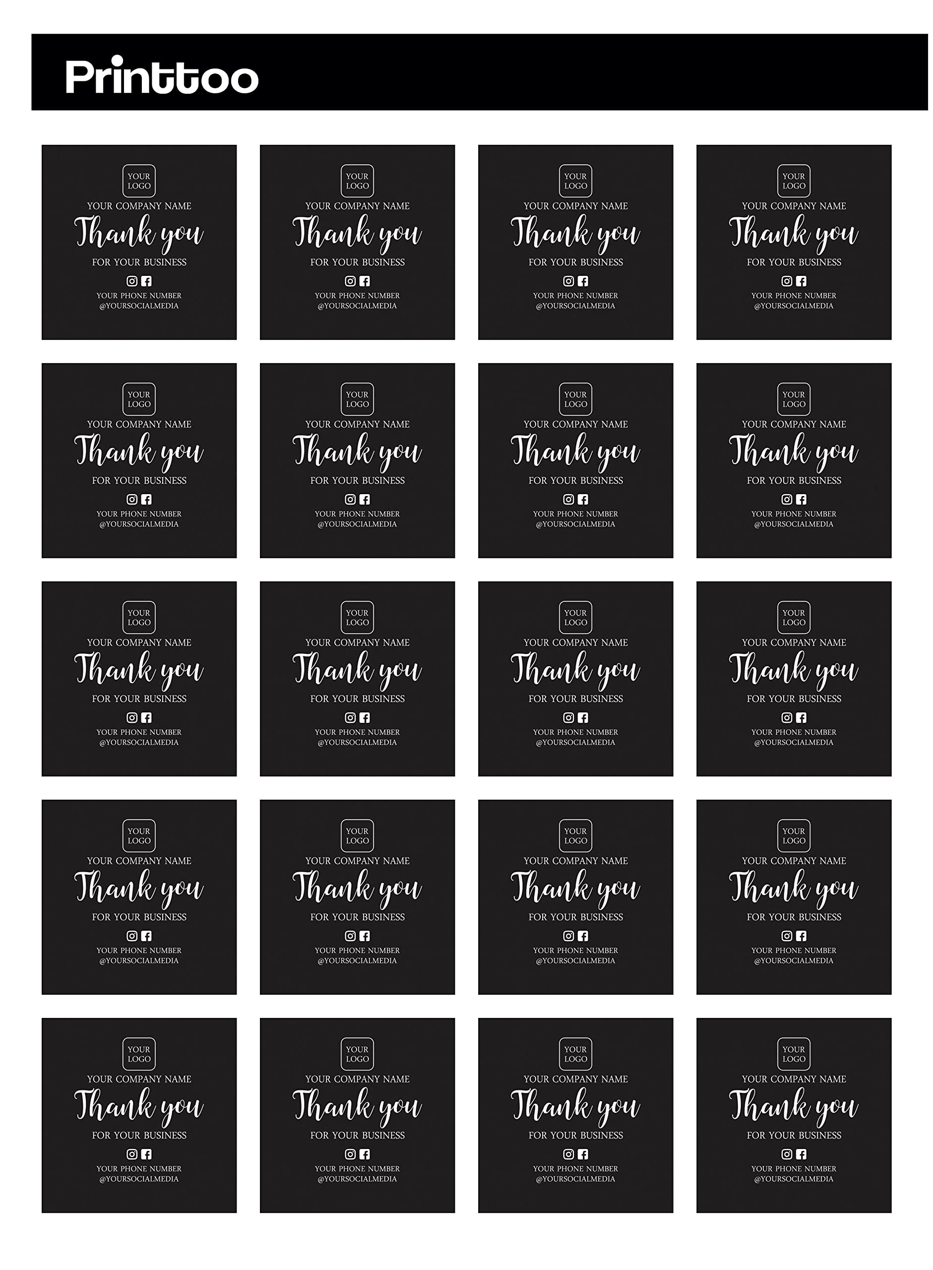 Name Label Stickers Personalized Matt Square Stickers - Custom Logo ...