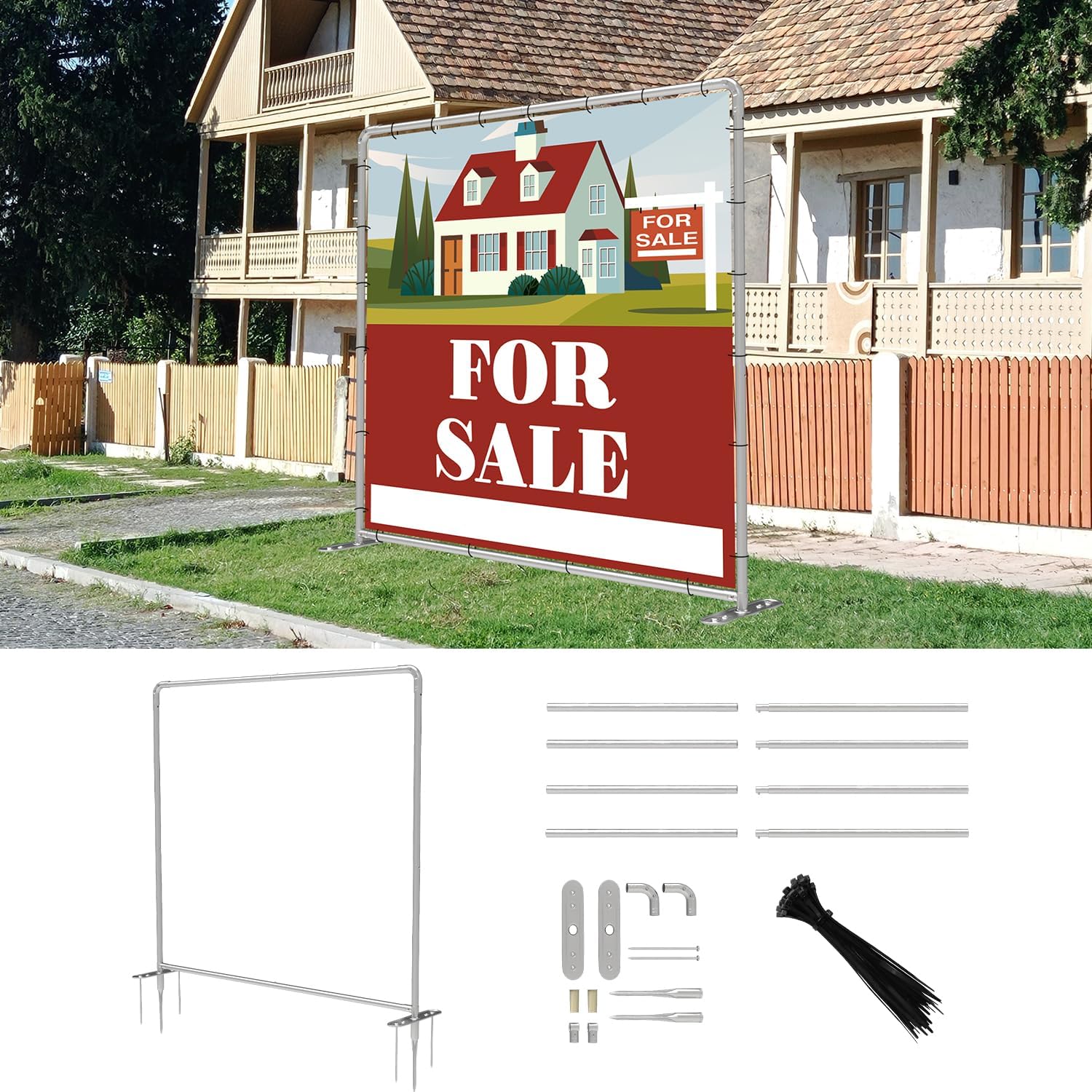 ECOOPTS Aluminium Backdrop Banner Sign Display Frame Stand Holder for ...