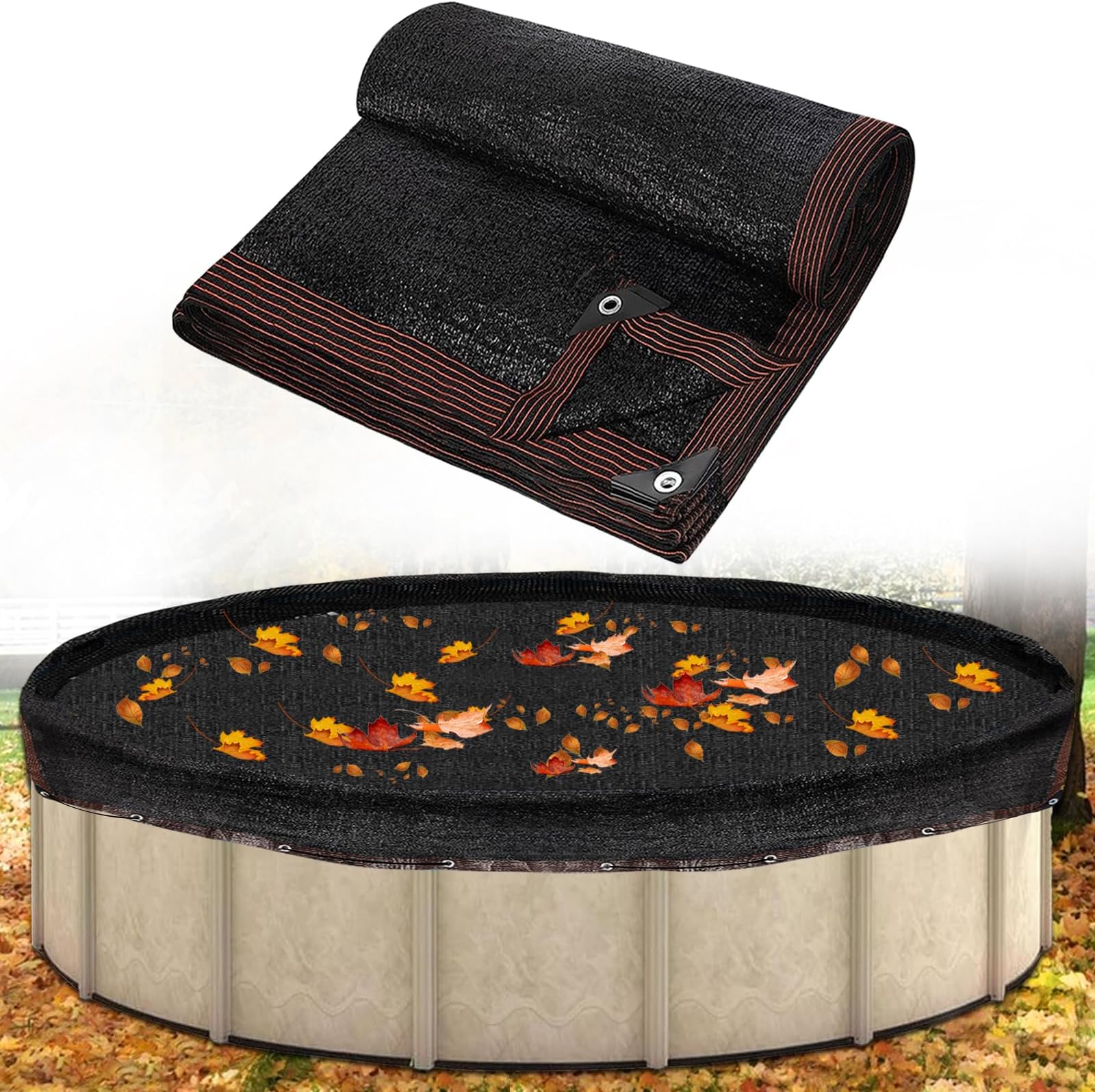 Amazon.com : 33ft Round Leaf Net Pool Covers for Above Ground Pool ...