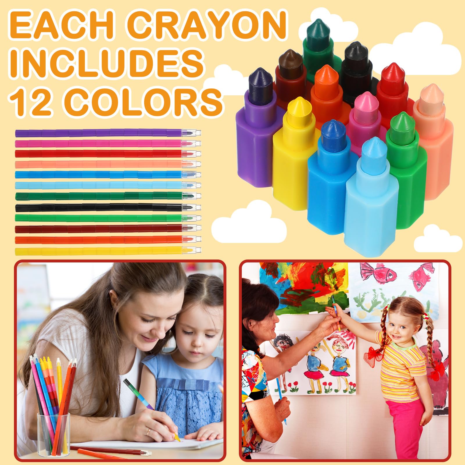 Snapklik.com : Marspark 20 Pcs Stackable Crayons Stacking Buildable ...