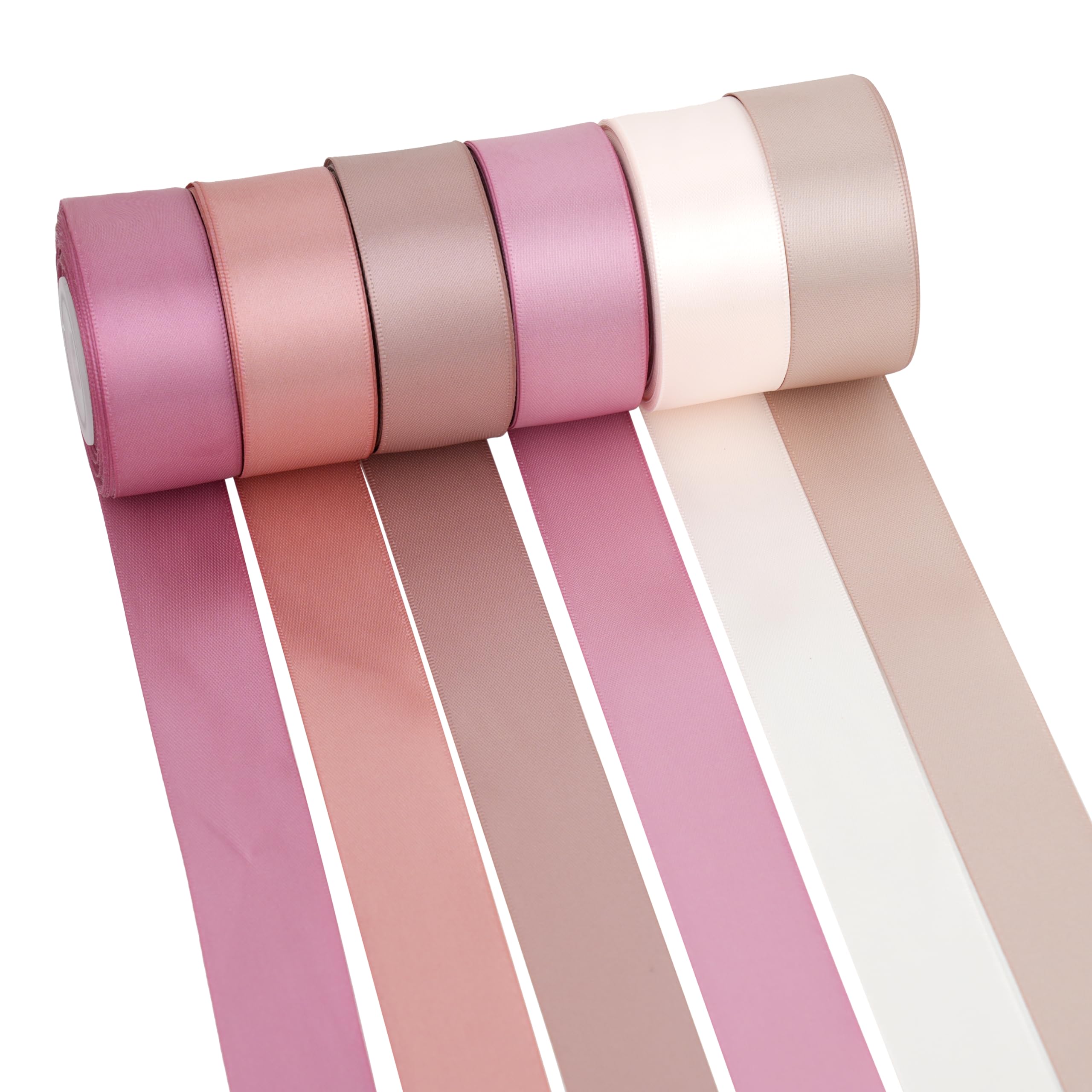 Mayreel Dusty Rose Satin Ribbon 1" Rose Pink Ribbon for Gift Wrapping ...