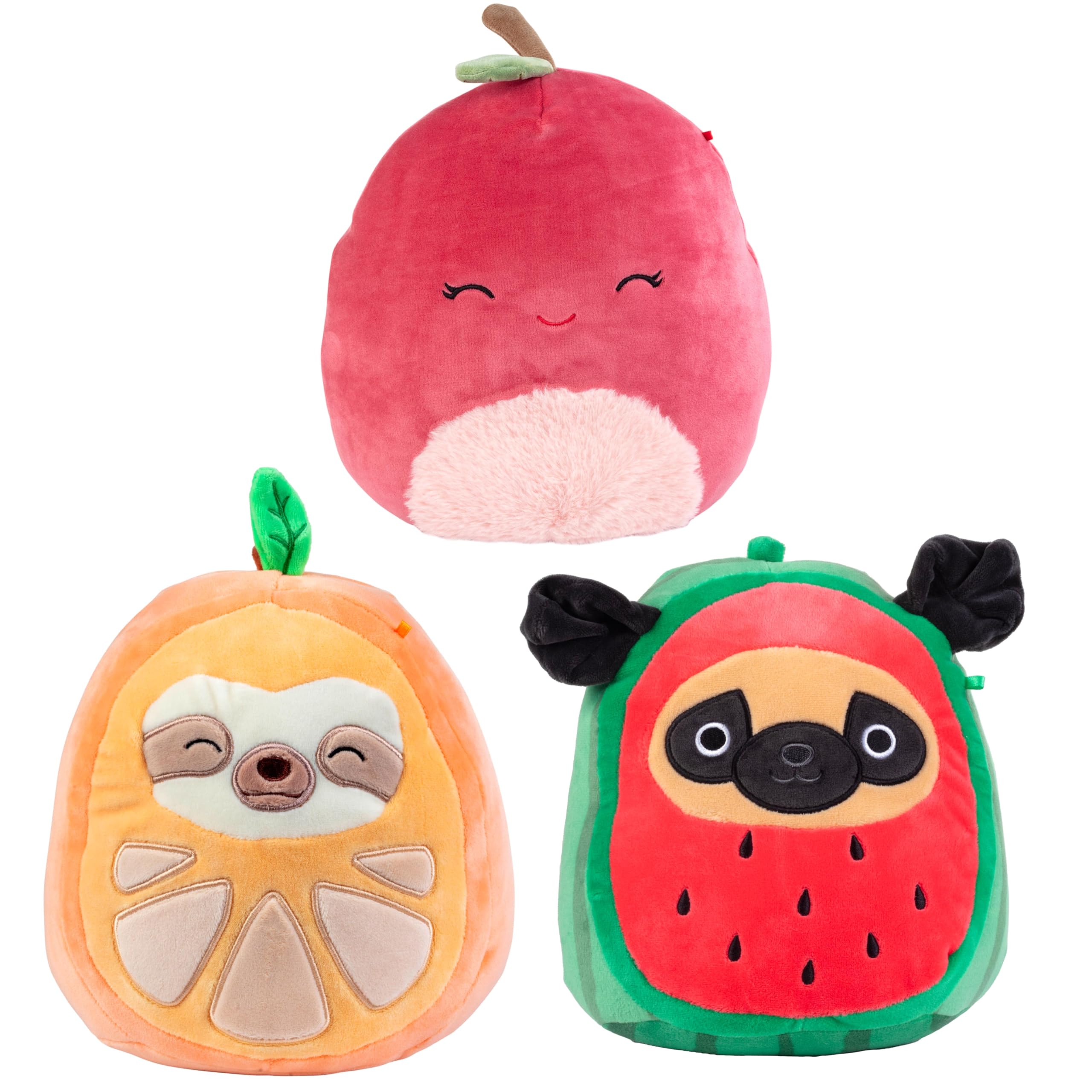 Amazon.com: Squishmallows 10" & 8" Fruit Squad 3-Pack Plush - Official ...