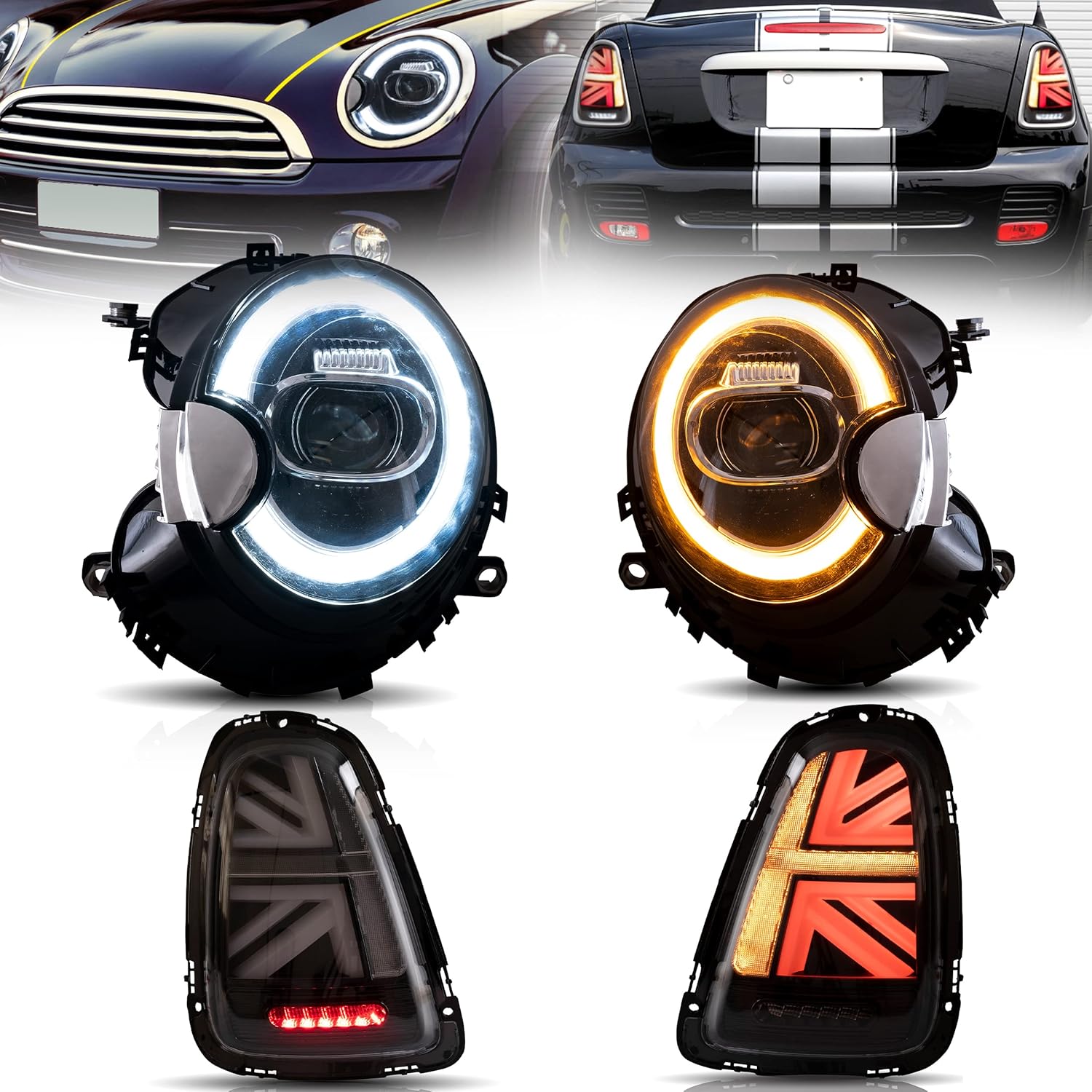 VLAND Headlights and Taillights Fit for Mini Cooper 2nd Gen(R55/R56/R57 ...