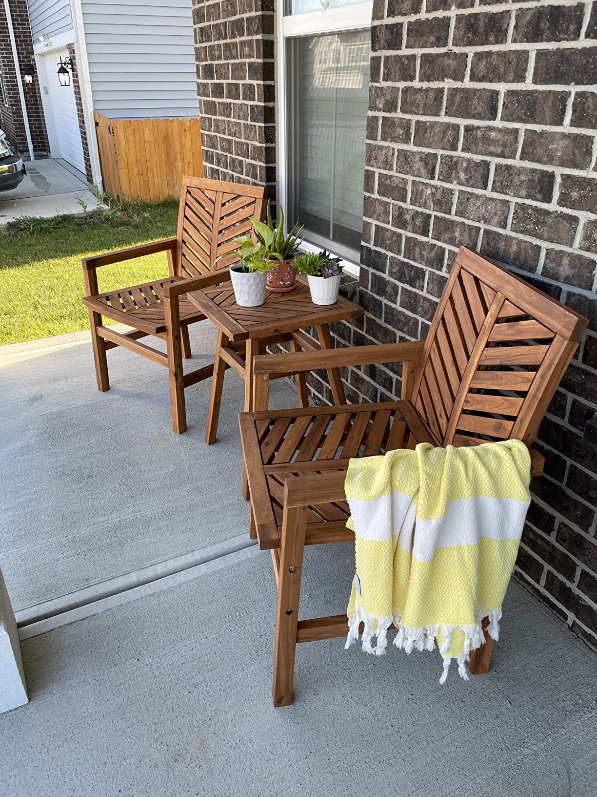 $75/mo - Finance Walker Edison 4 Person Outdoor Wood Chevron Patio ...