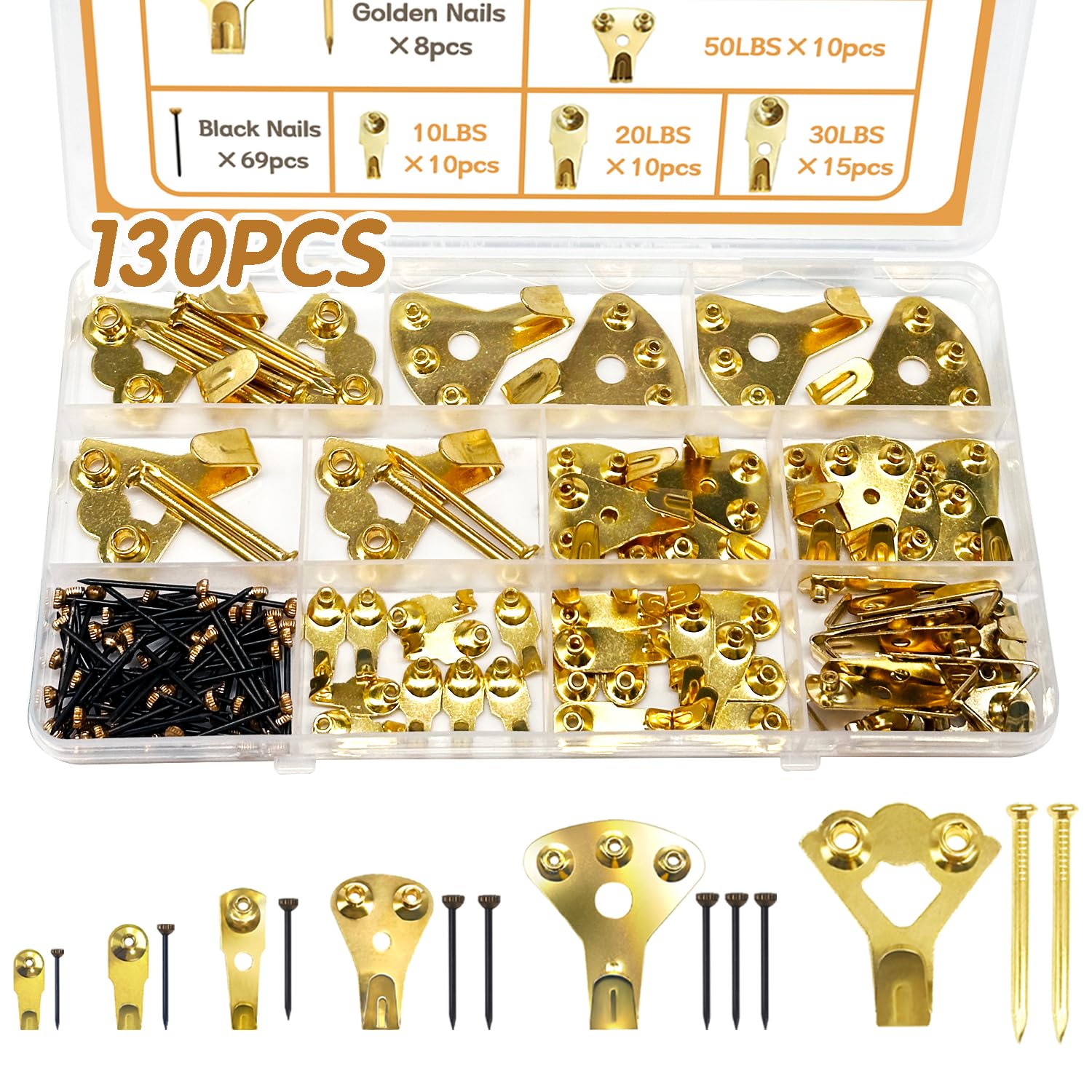 zDwfDc 130PCS Heavy Duty Picture Hangers Support 10-100lbs Picture ...