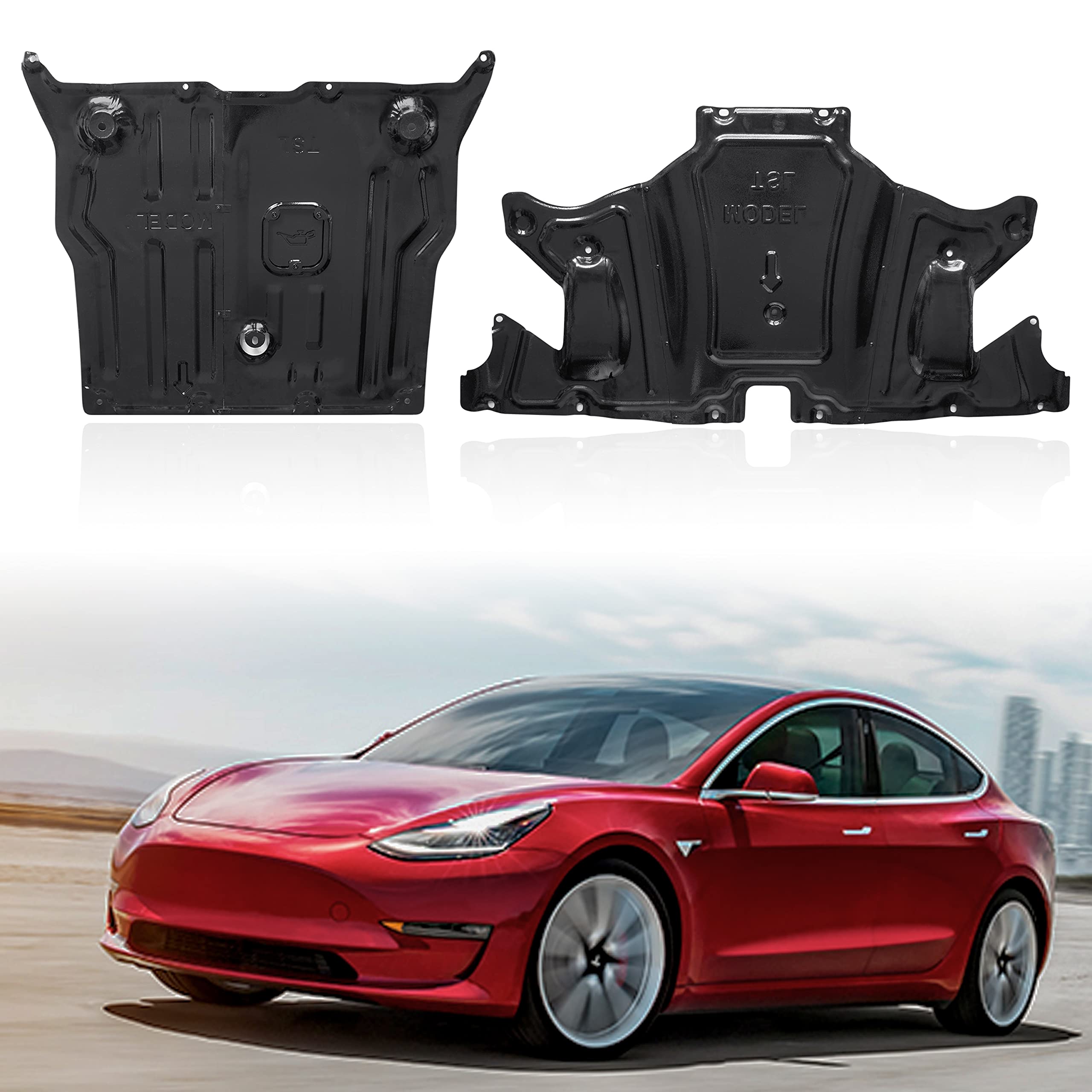 POKIAUTO Skid Plate for Tesla Model 3 / Model Y, Front Rear Skid Plate ...