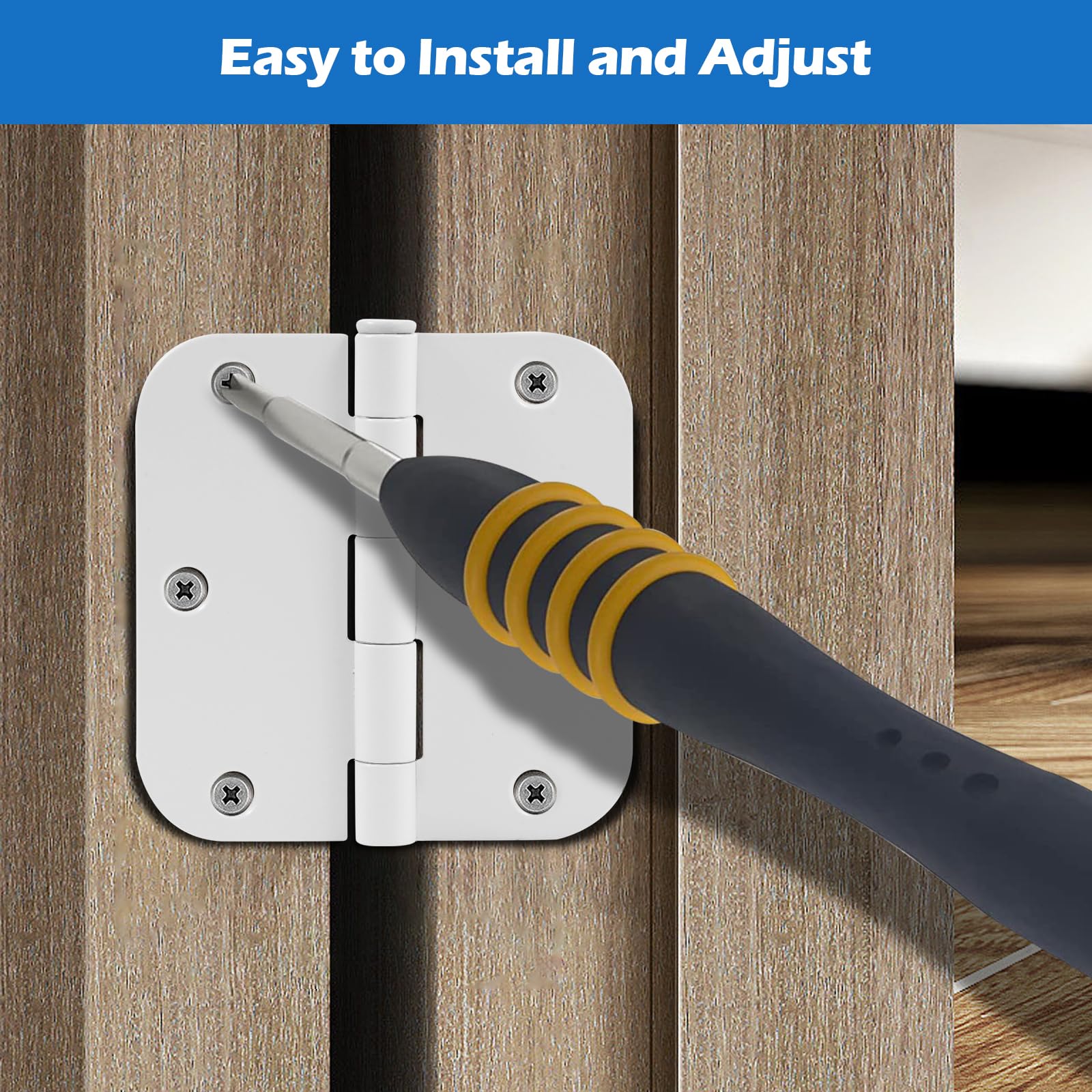 Snapklik.com : 18 Pack White Door Hinges - 3.5" Rounded 5/8" Radius ...