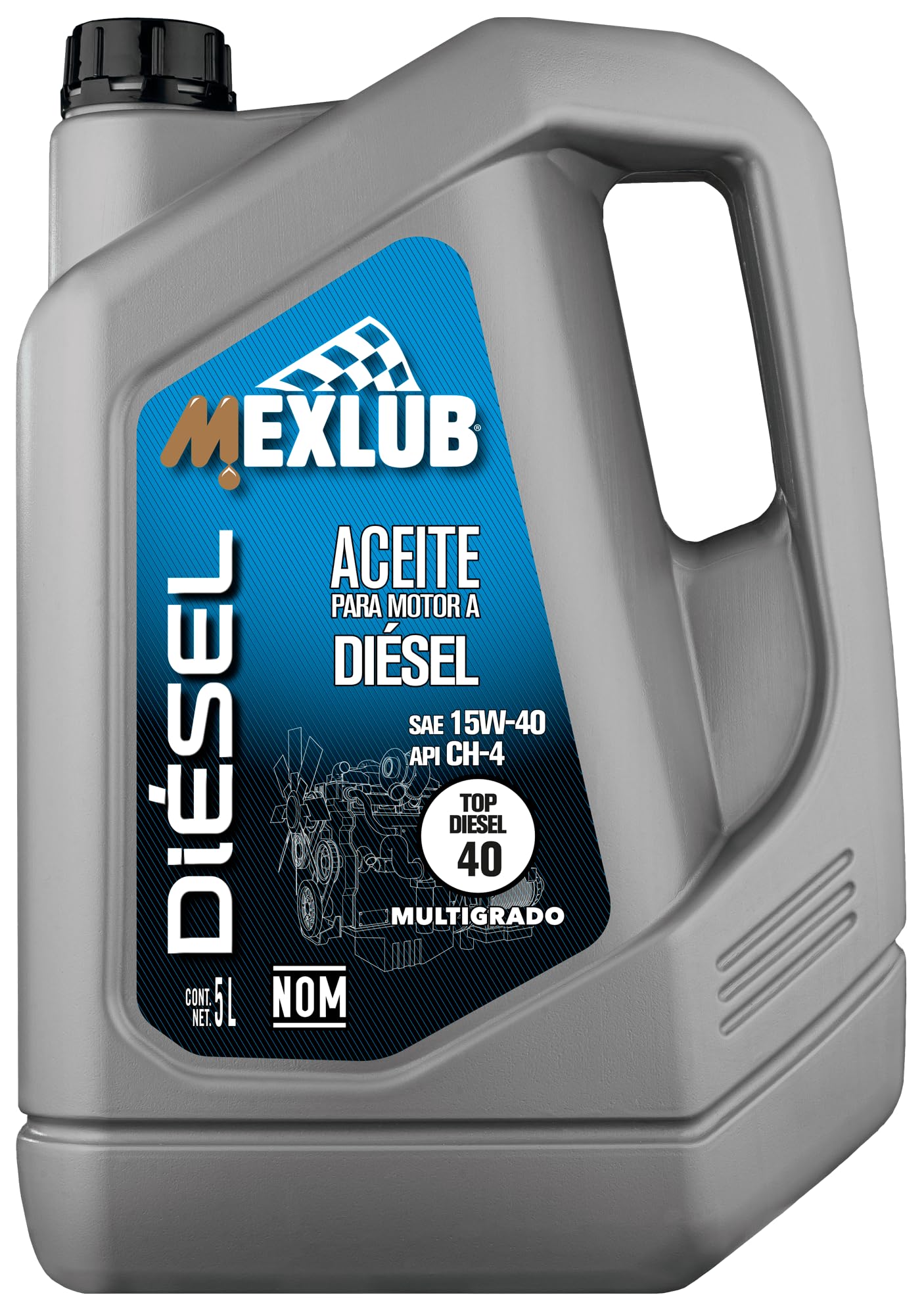 Mexlub Lubricante Top Diesel 40, 15W-40 CH-4, 5 L : Amazon.com.mx ...
