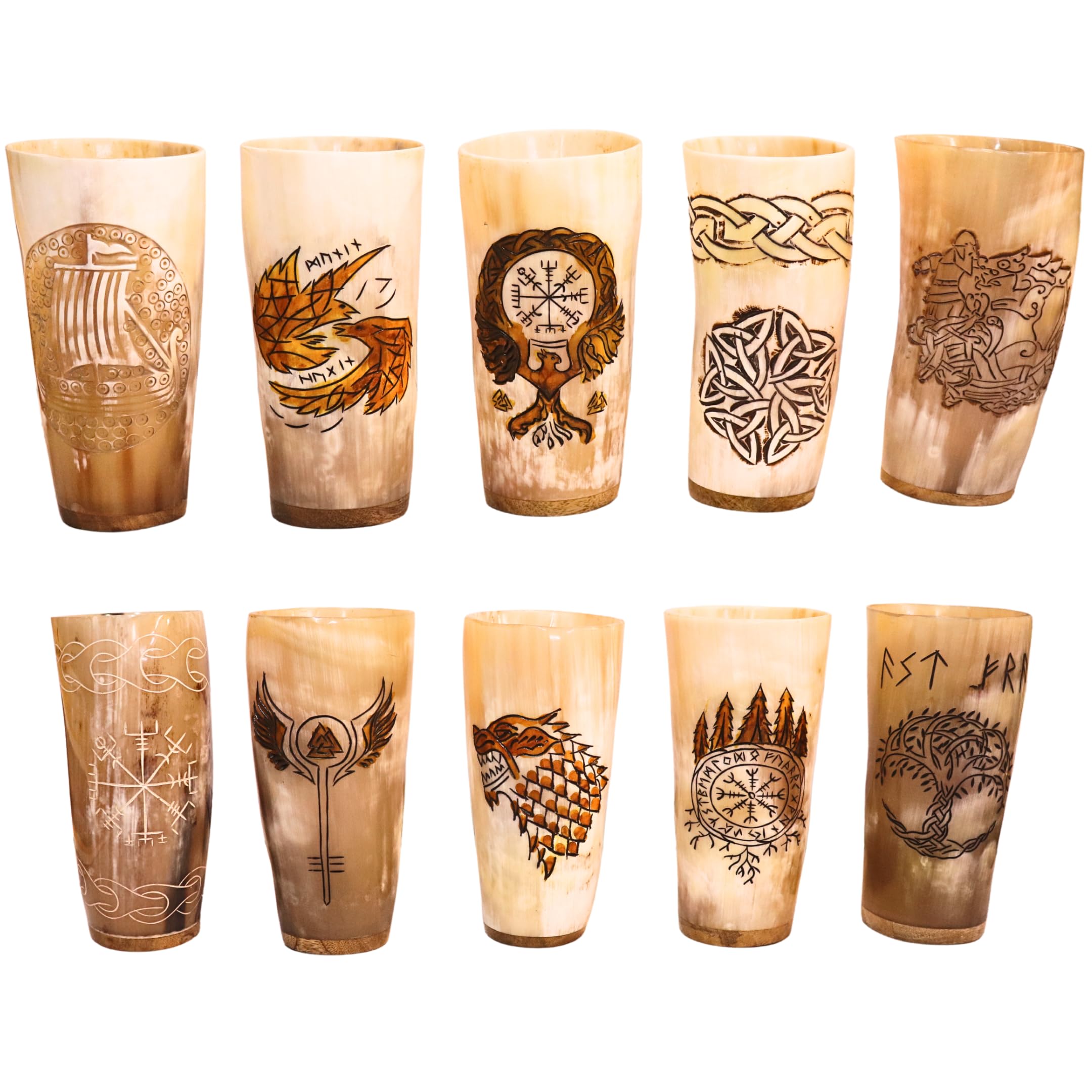 Amazon.com | Asian Arts Global Viking Nordic Drinking Horn Cup Set | 10 ...