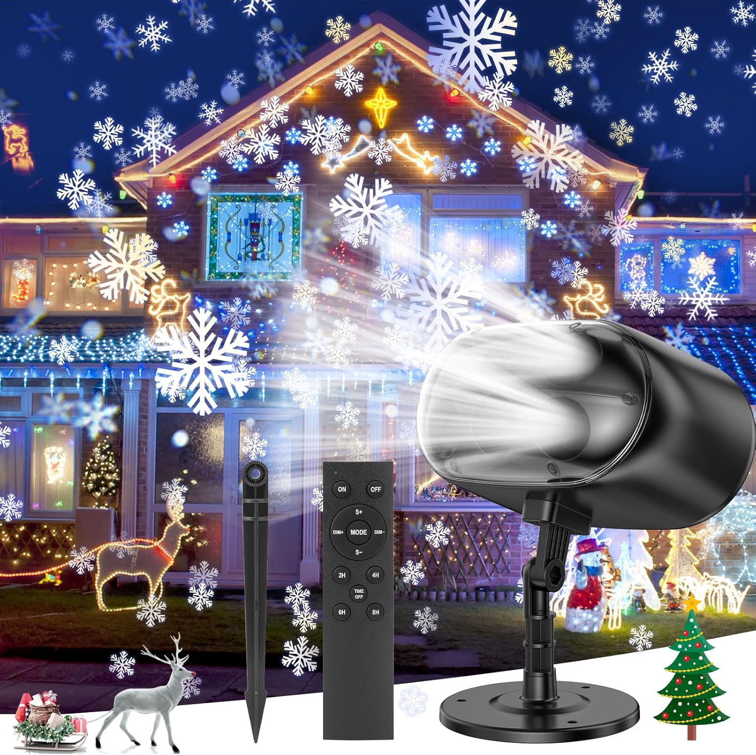 Amazon.com: 2024 Christmas Snowflake Projector Lights, Snowfall LED ...