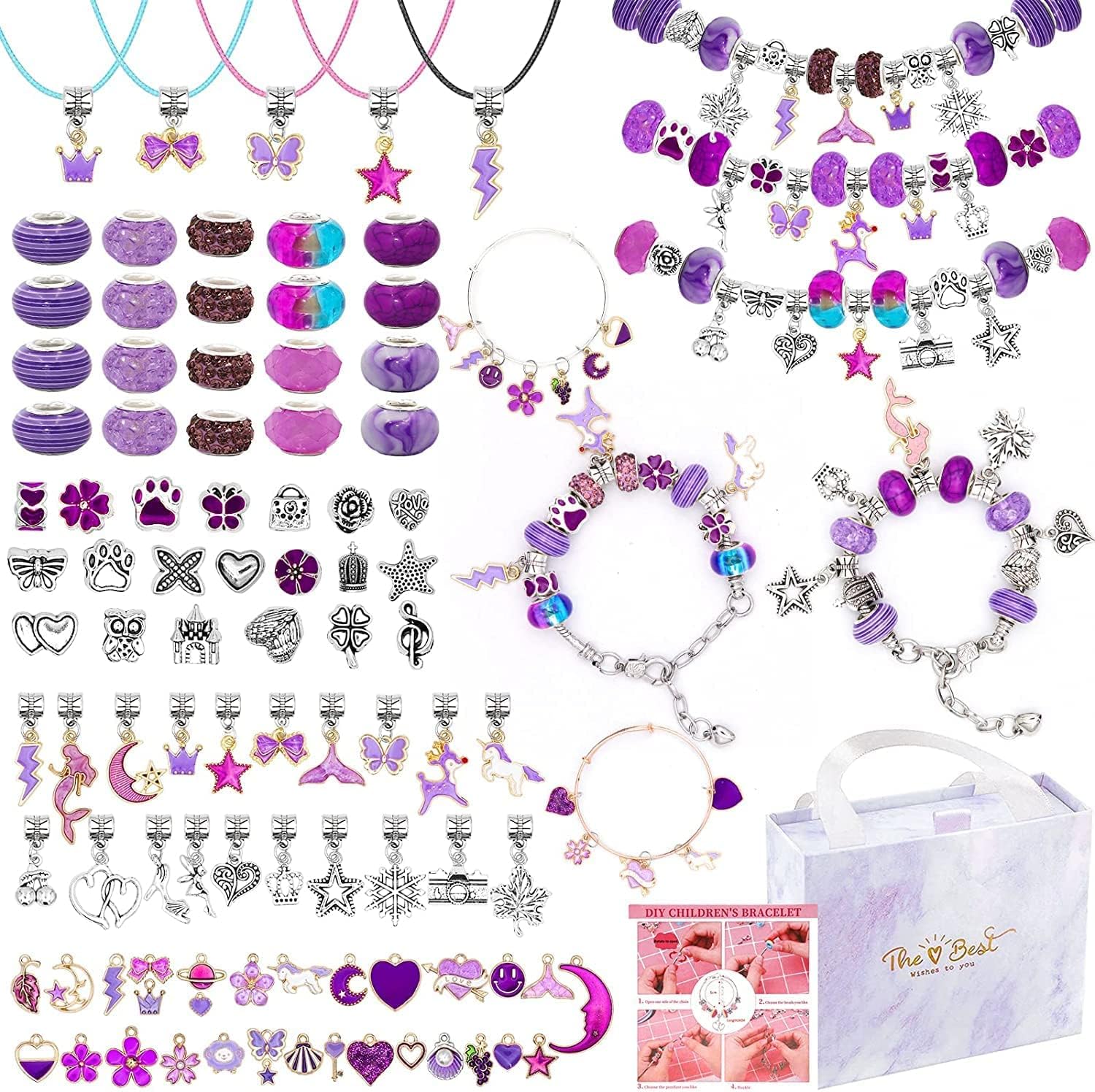 162 Pcs Charm Bracelets Kit, Necomi Jewellery Making Kit with Beads ...