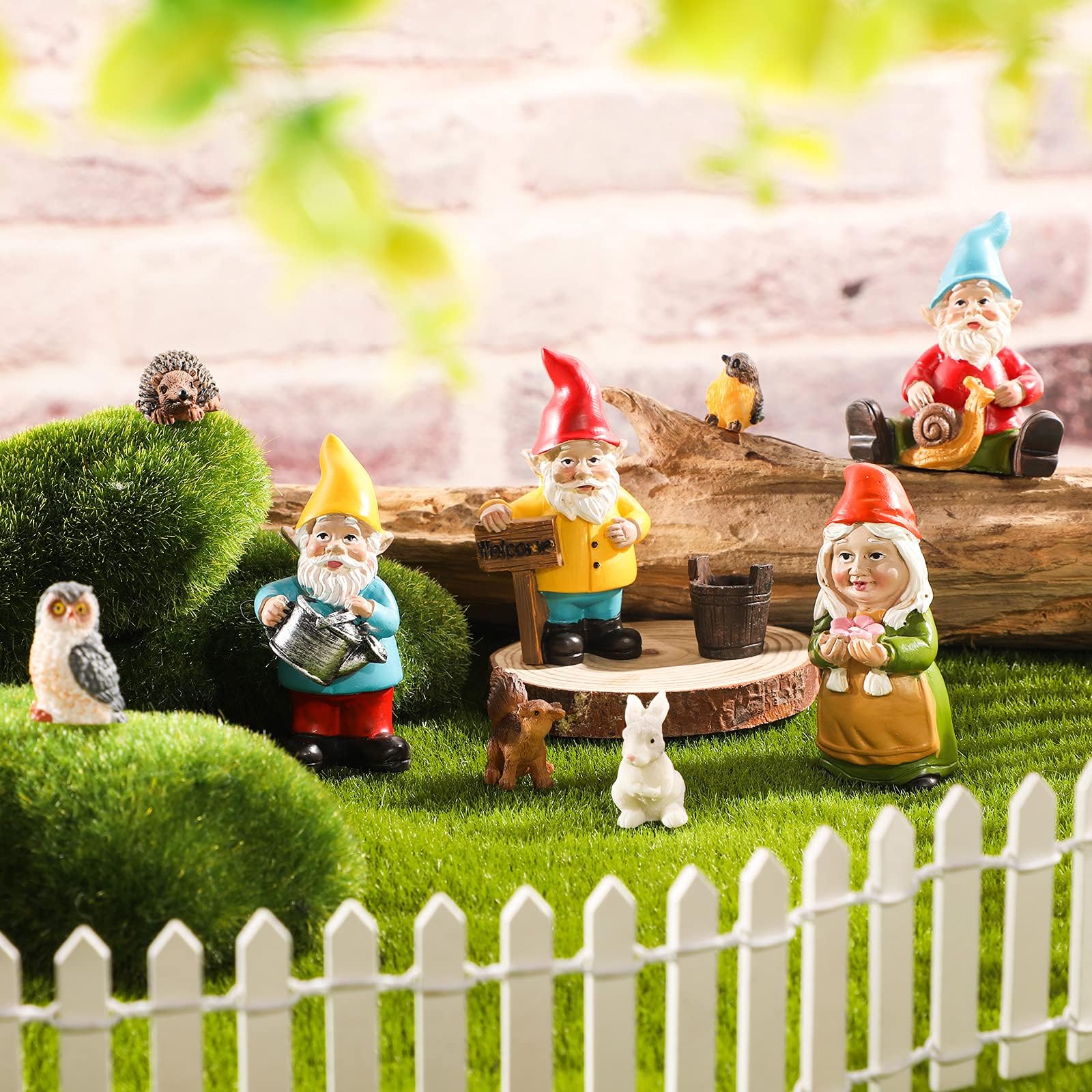 Amazon.com: Juvale Mini Garden Gnome Fairy Village Statue Set, Home ...