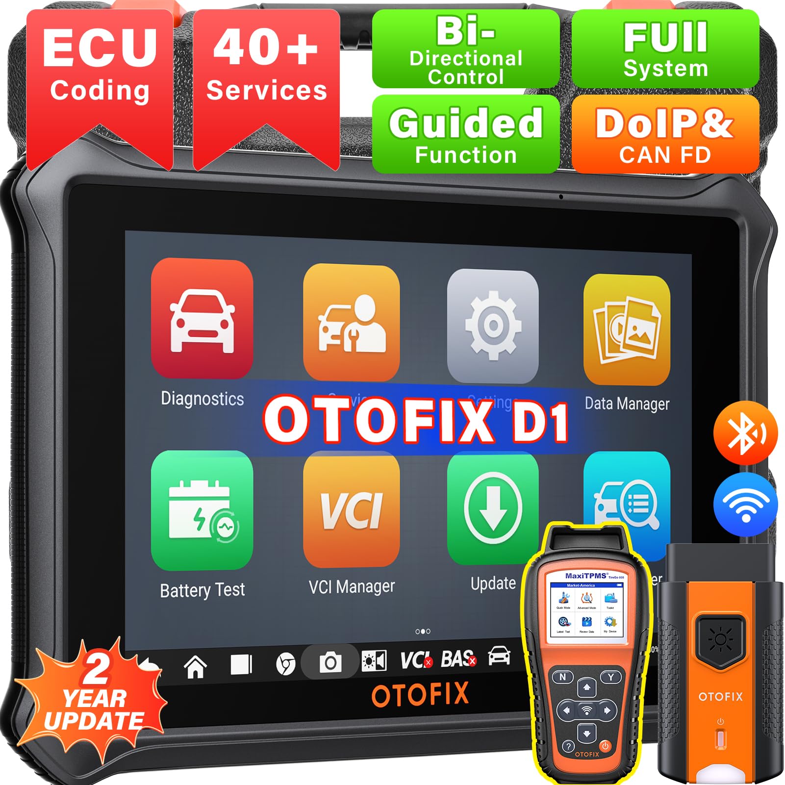 Amazon.com: OTOFIX D1 with TireGo 808: 2024 Newest Bi-Directional Scan ...