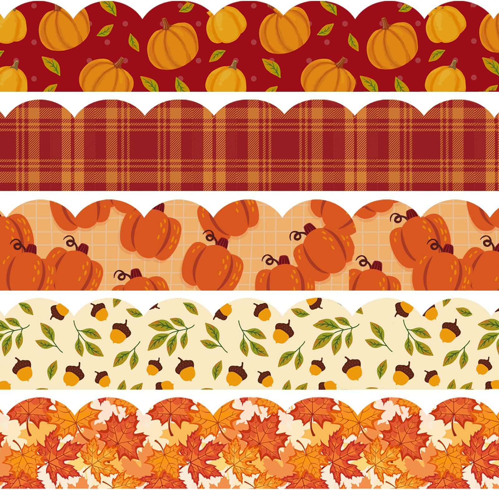 Amazon.com: Whaline 69Ft Fall Bulletin Board Borders 5 Design Maple ...