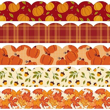 Amazon.com: Whaline 68.8ft Fall Bulletin Border Sticker Watercolor ...