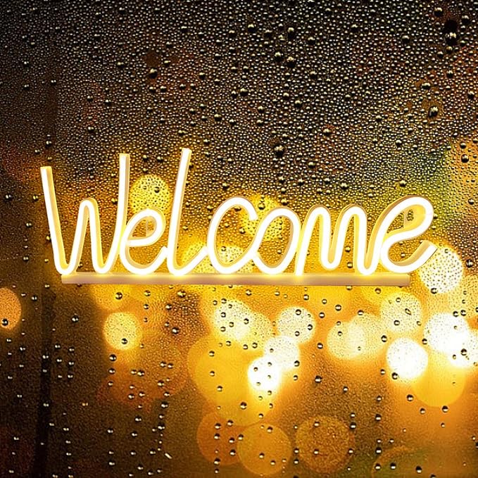 Maibiansm Welcome Neon Sign, 13.9×5 inch LED Welcome Sign for Business ...