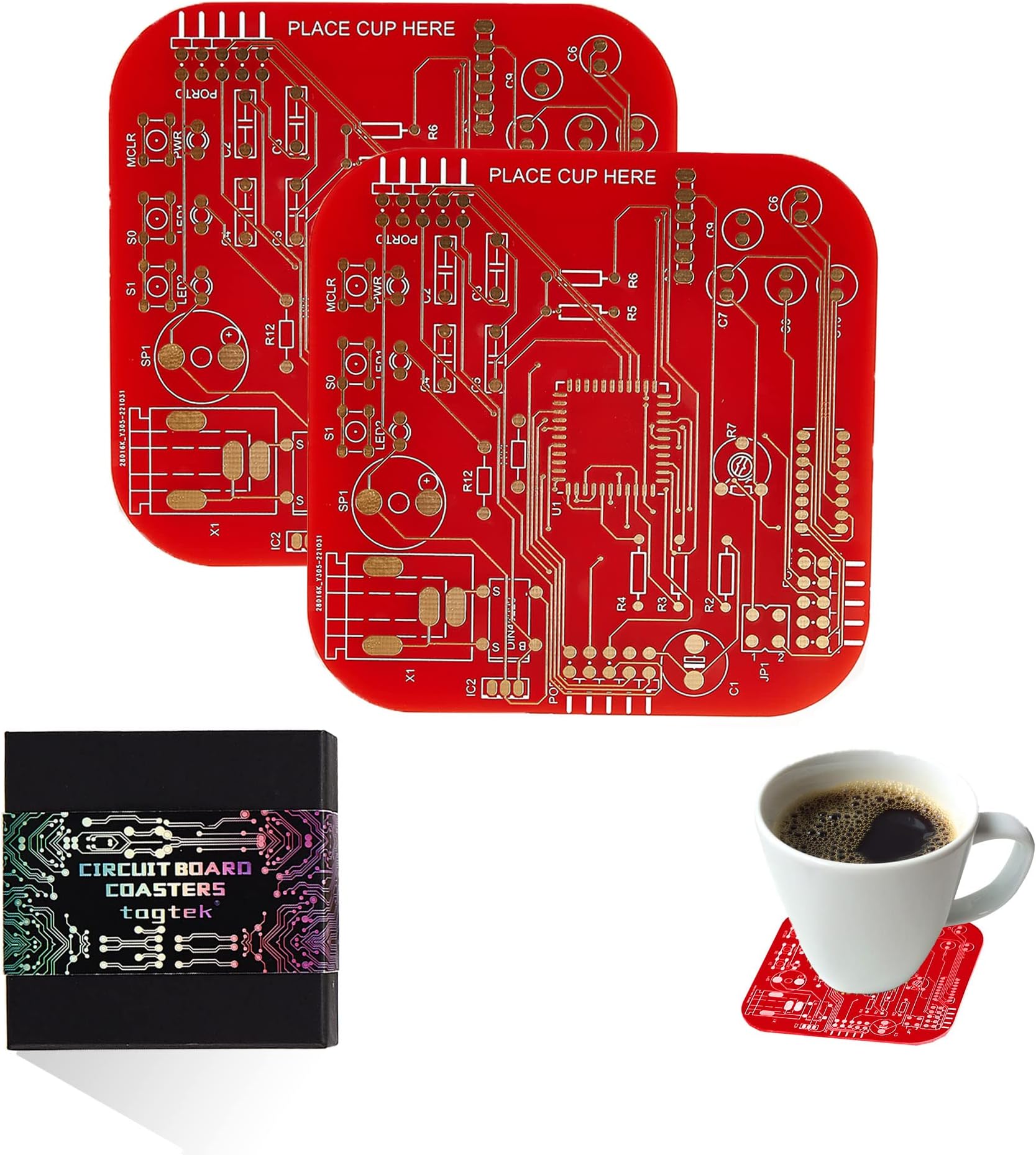 Amazon.com: 4 Pcs Circuit Board Coasters PCB Coasters Immersion Gold ...