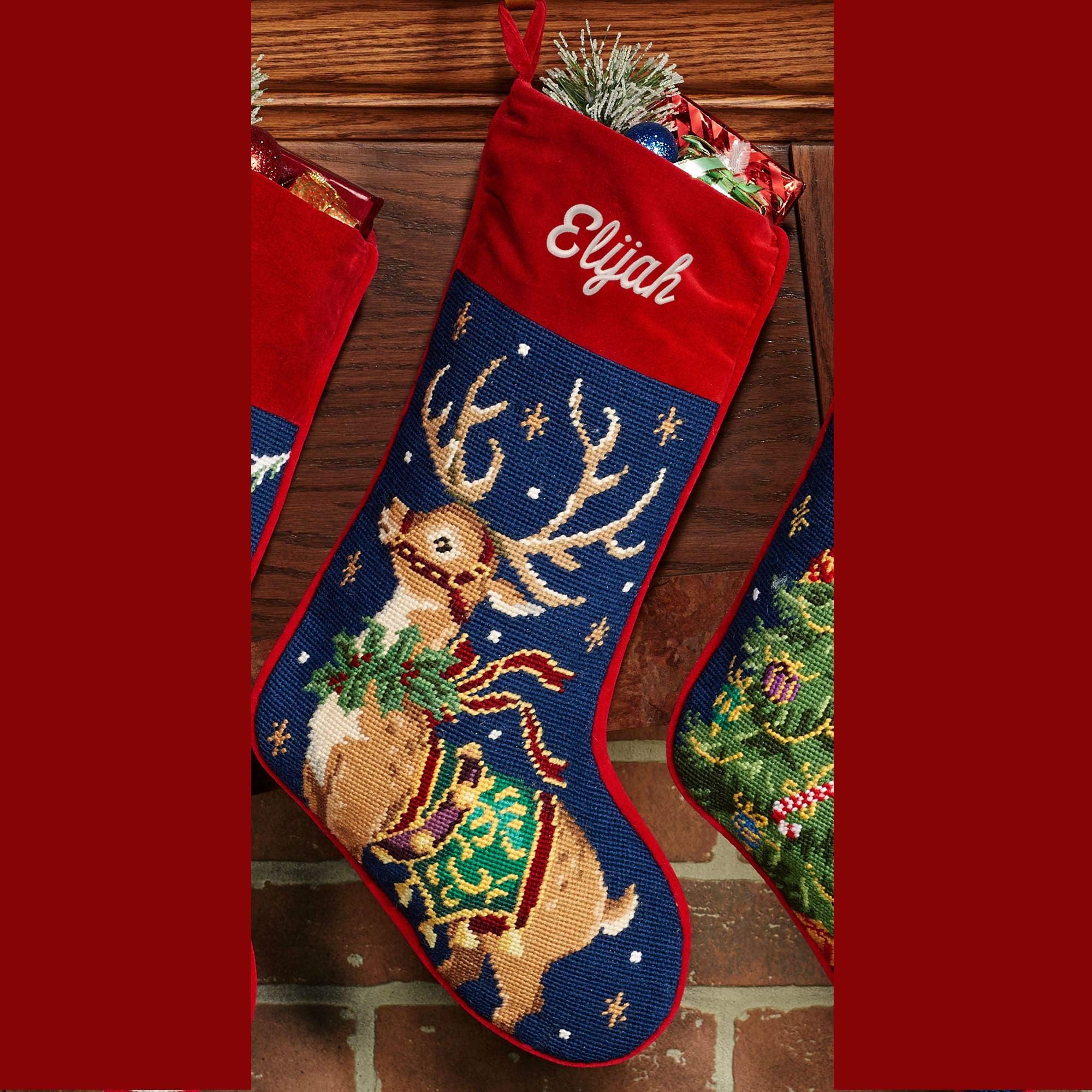 Amazon.com: Peking Handicraft Reindeer Deer Needlepoint Christmas ...