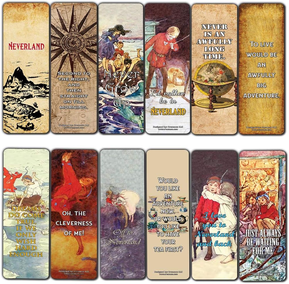 Amazon.com : Creanoso Peter Pan Quotes Bookmarks (60-Pack ...