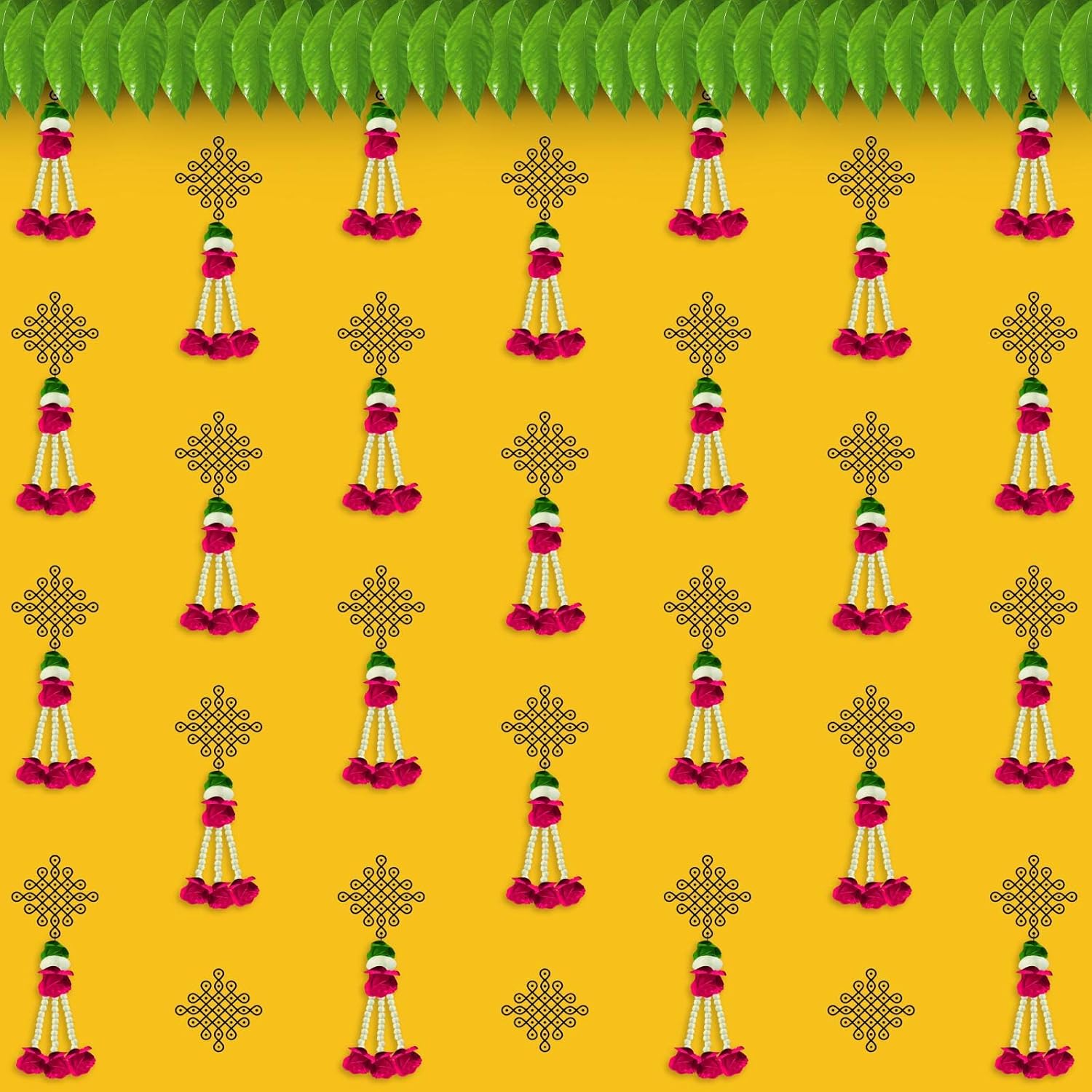 Dhara Creation Flowers with kolam Backdrop Cloth for Pooja Decoration ...