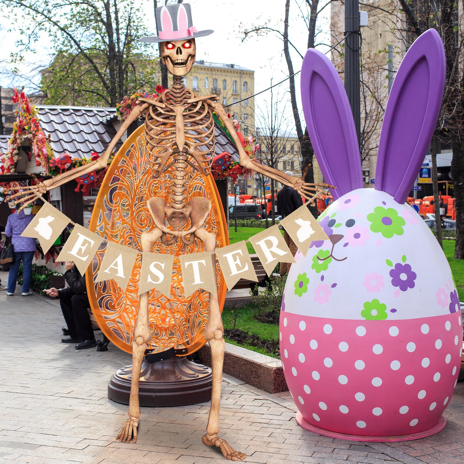 Snapklik.com : 12 Ft Skeleton Accessories Easter Bunny 12 Foot Skeleton ...