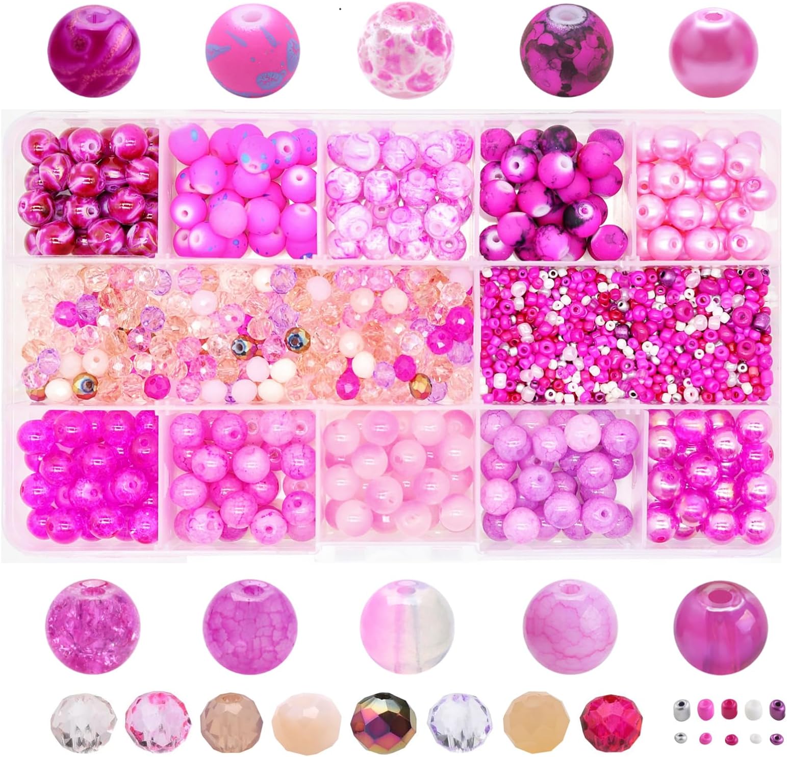 Amazon.com: Keip Taoun Pink Glass Beads for Jewelry Making, Bracelet ...