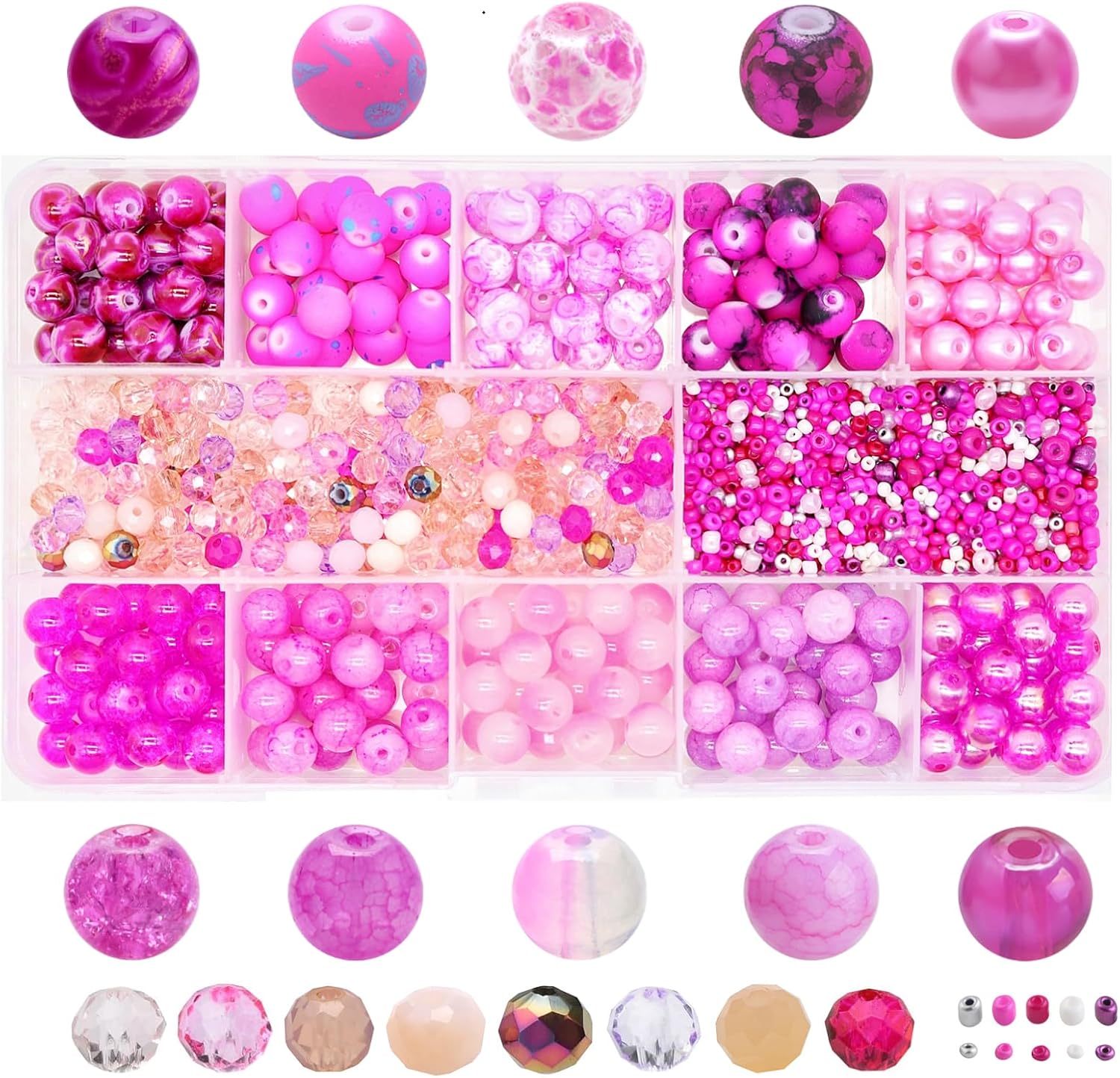 Amazon.com: Keip Taoun Rose Pink Glass Beads for Jewelry Making ...
