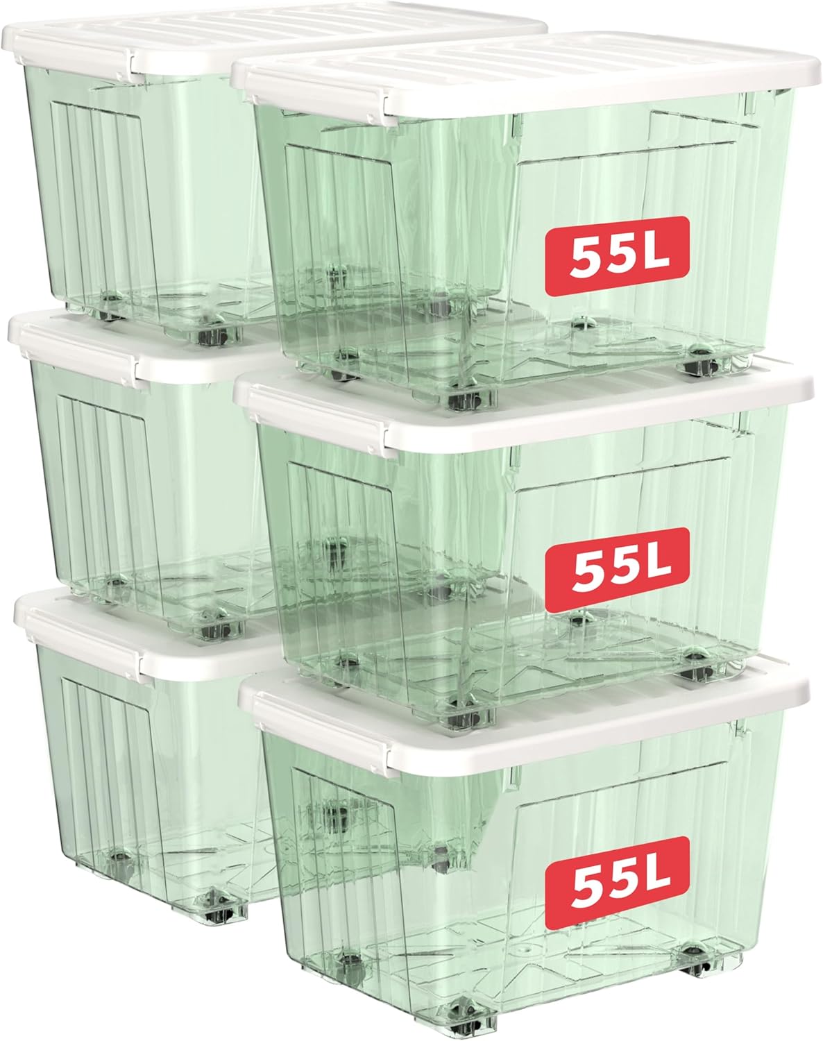 Amazon.com: Cetomo 55L*6 Storage Boxes with Wheels, Plastic Storage Box ...