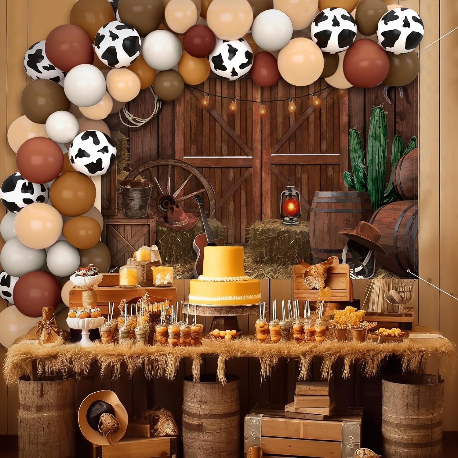 Amazon.com: Vansolinne 91 PCS Western Cowboy Balloon Arch Kit Cowboy ...