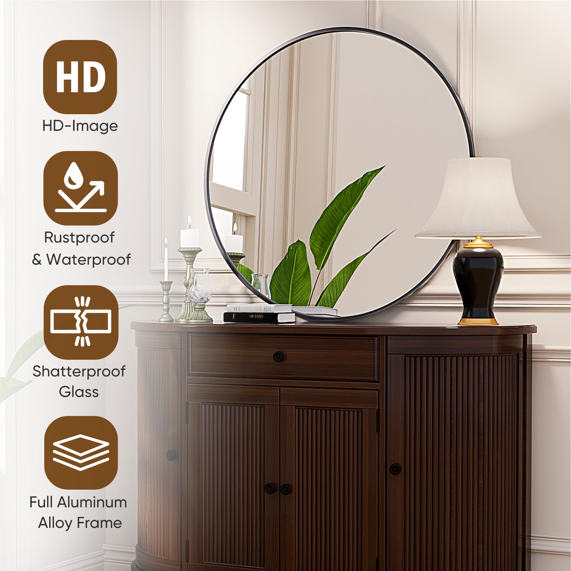 Snapklik.com : Antok 30 Inch Round Mirror For Wall, Round Bathroom ...