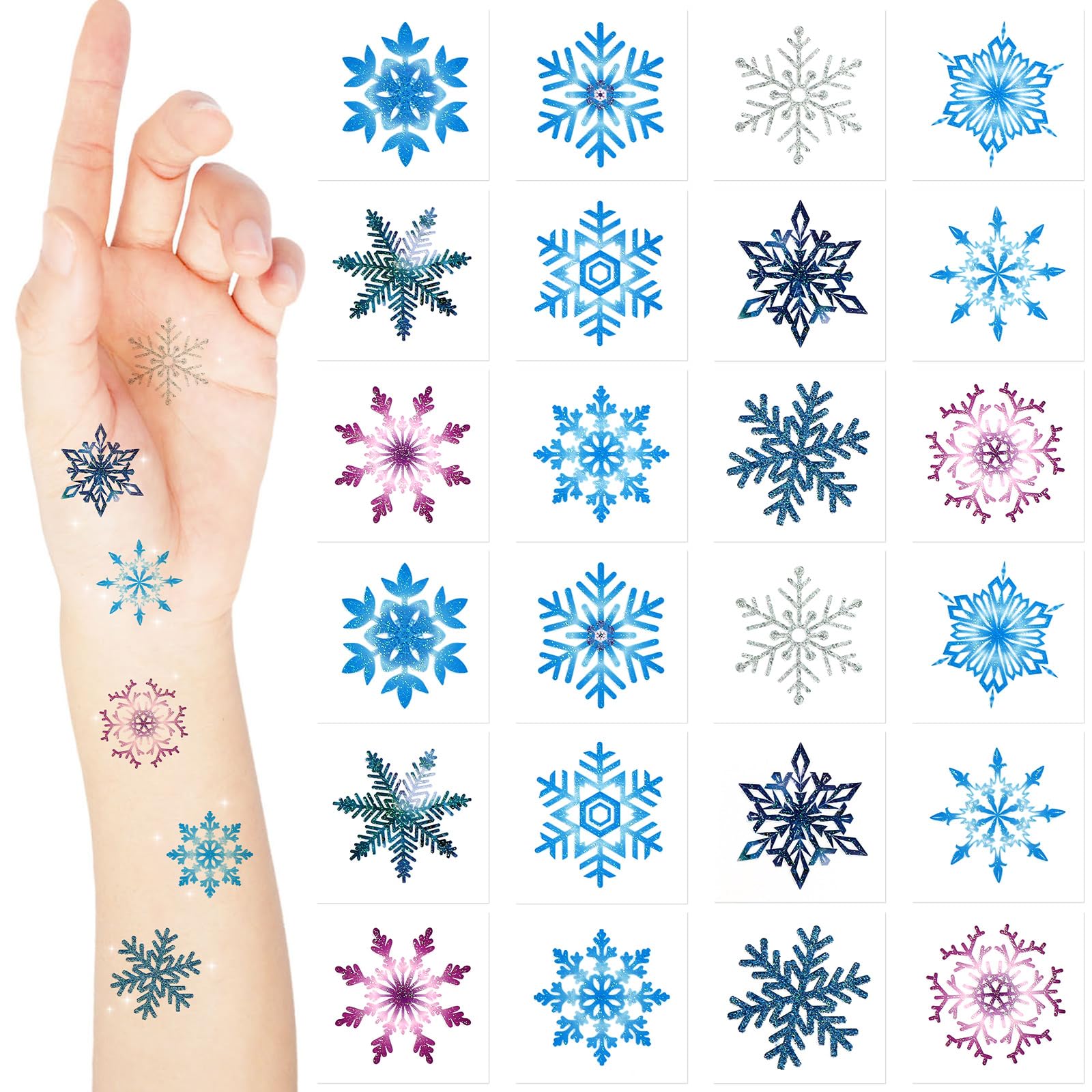 Amazon.com : Landhoow 240 Pcs Winter Snowflake Tattoos Temporary ...