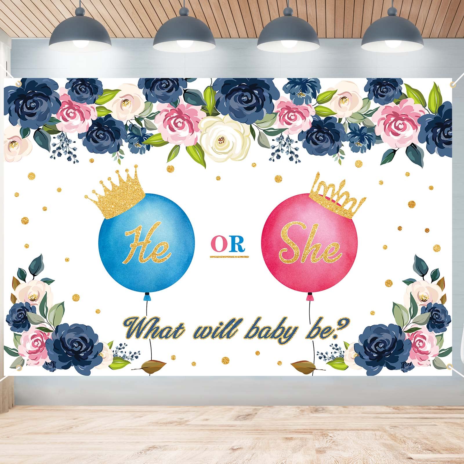 Guttox Baby Gender Reveal Backdrop He Or She Backdrop 6x4ft ...
